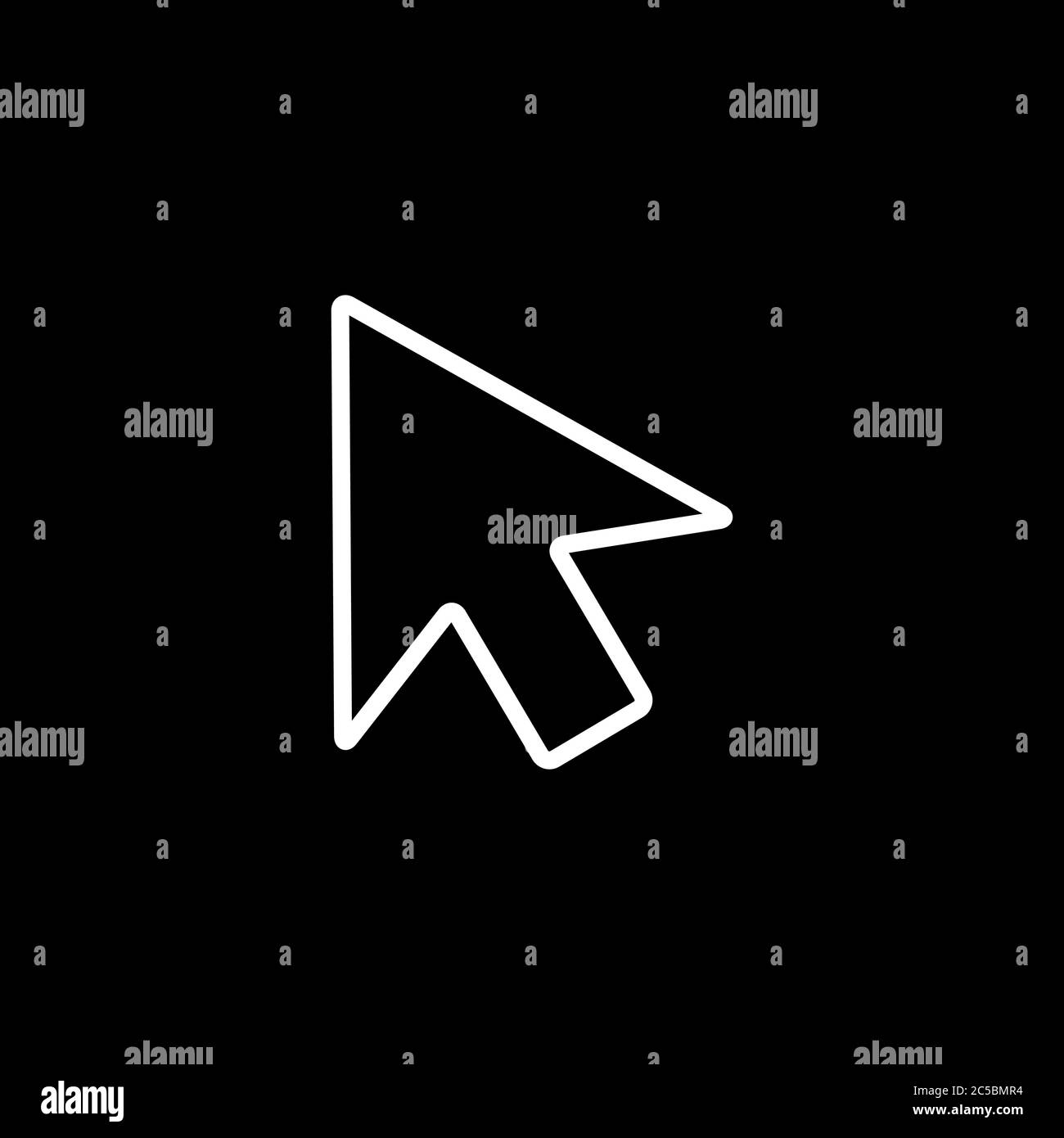 Mouse Cursor Line Icon On Black Background. Black Flat Style Vector ...