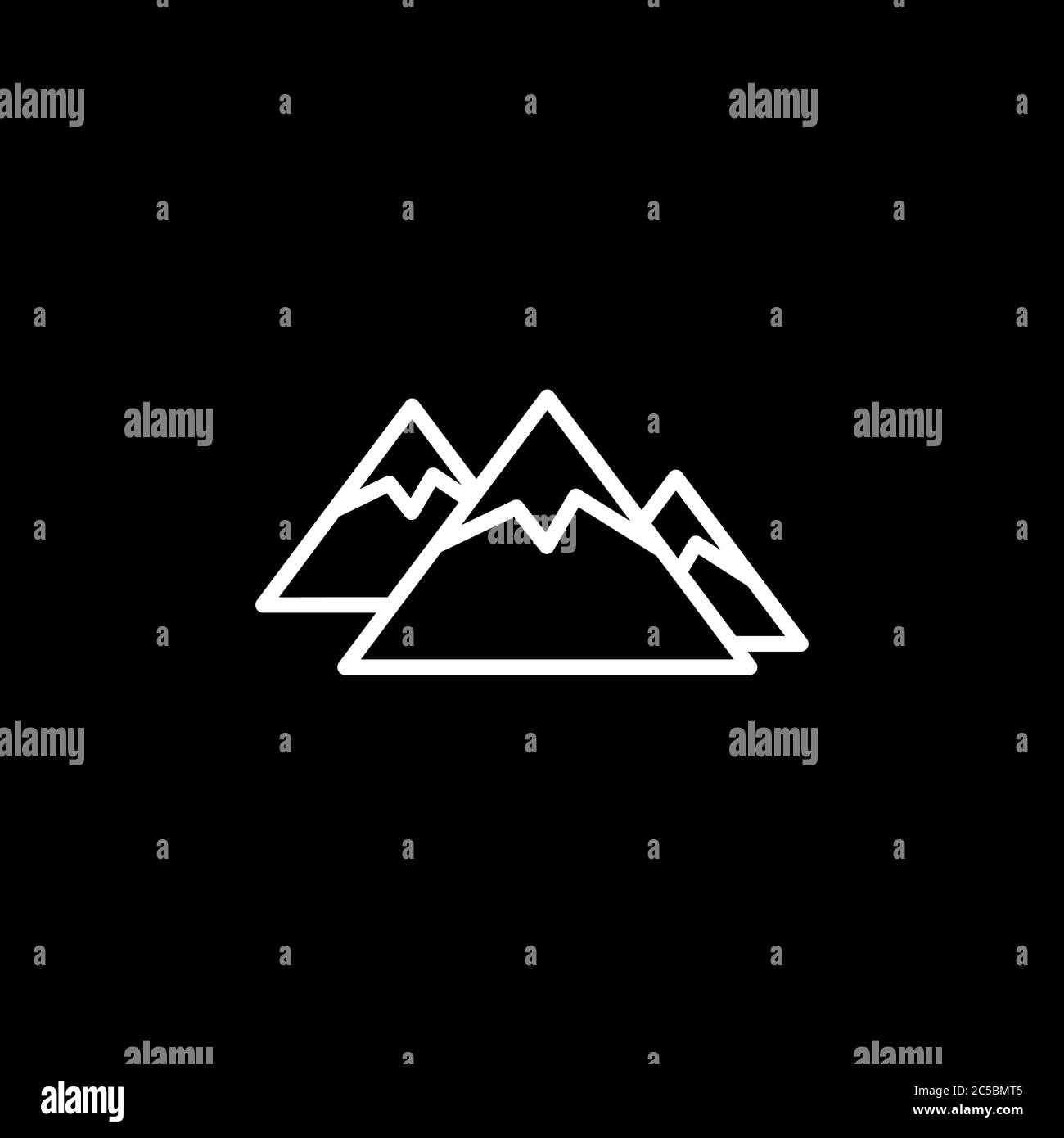 Mountain Line Icon On Black Background. Black Flat Style Vector ...