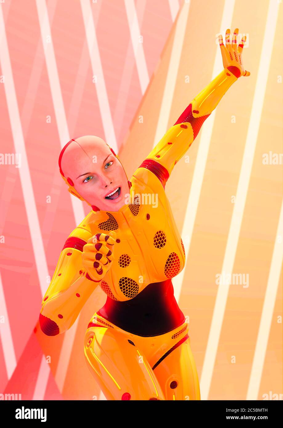 android girl dancing in white background close up, 3d illustration ...