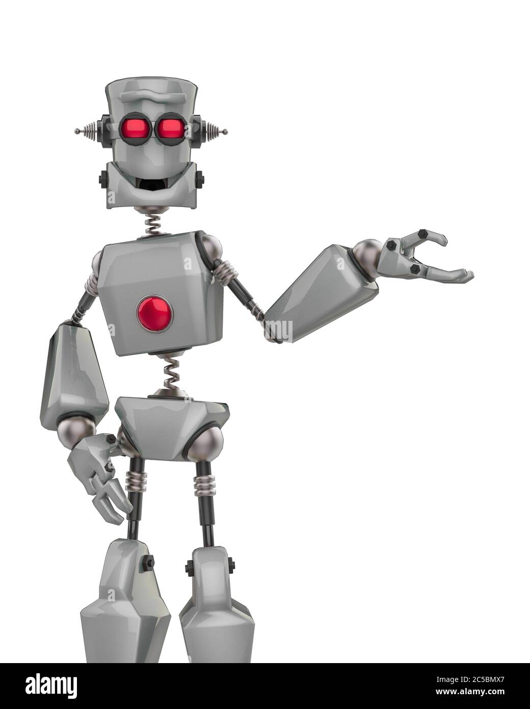 funny robot cartoon in a white background, 3d illustration Stock Photo ...