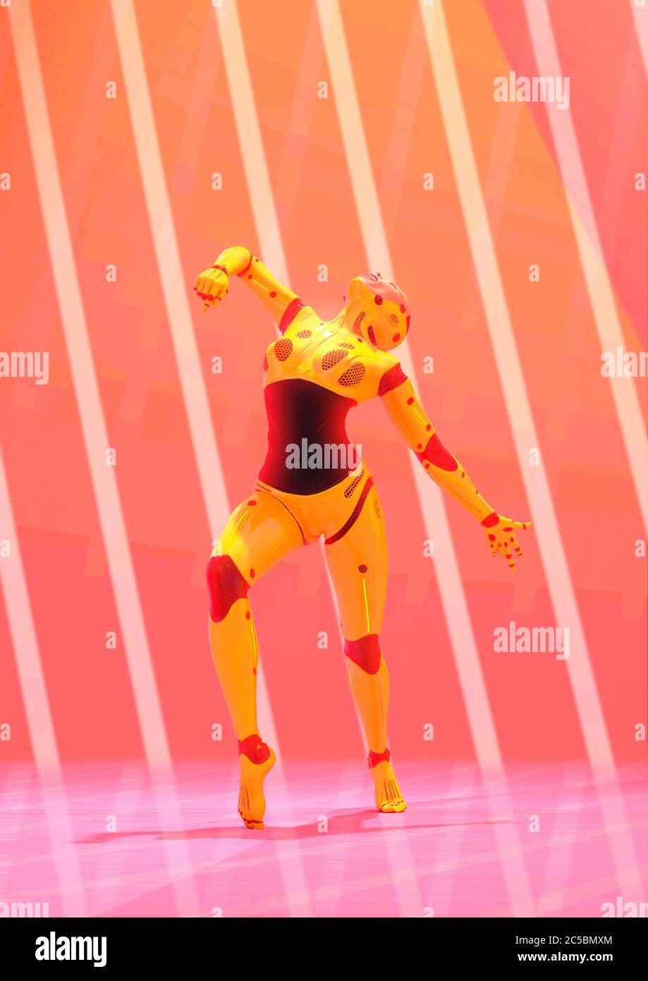 android girl dancing hip hop on stand pose in white background, 3d ...