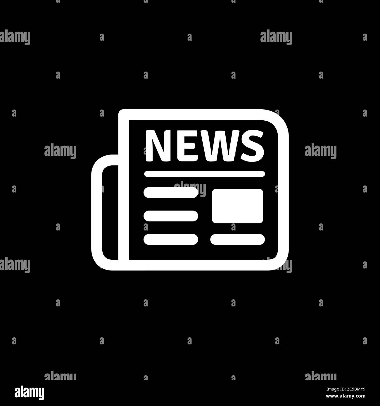 Newspaper Icon On Black Background. Black Flat Style Vector ...