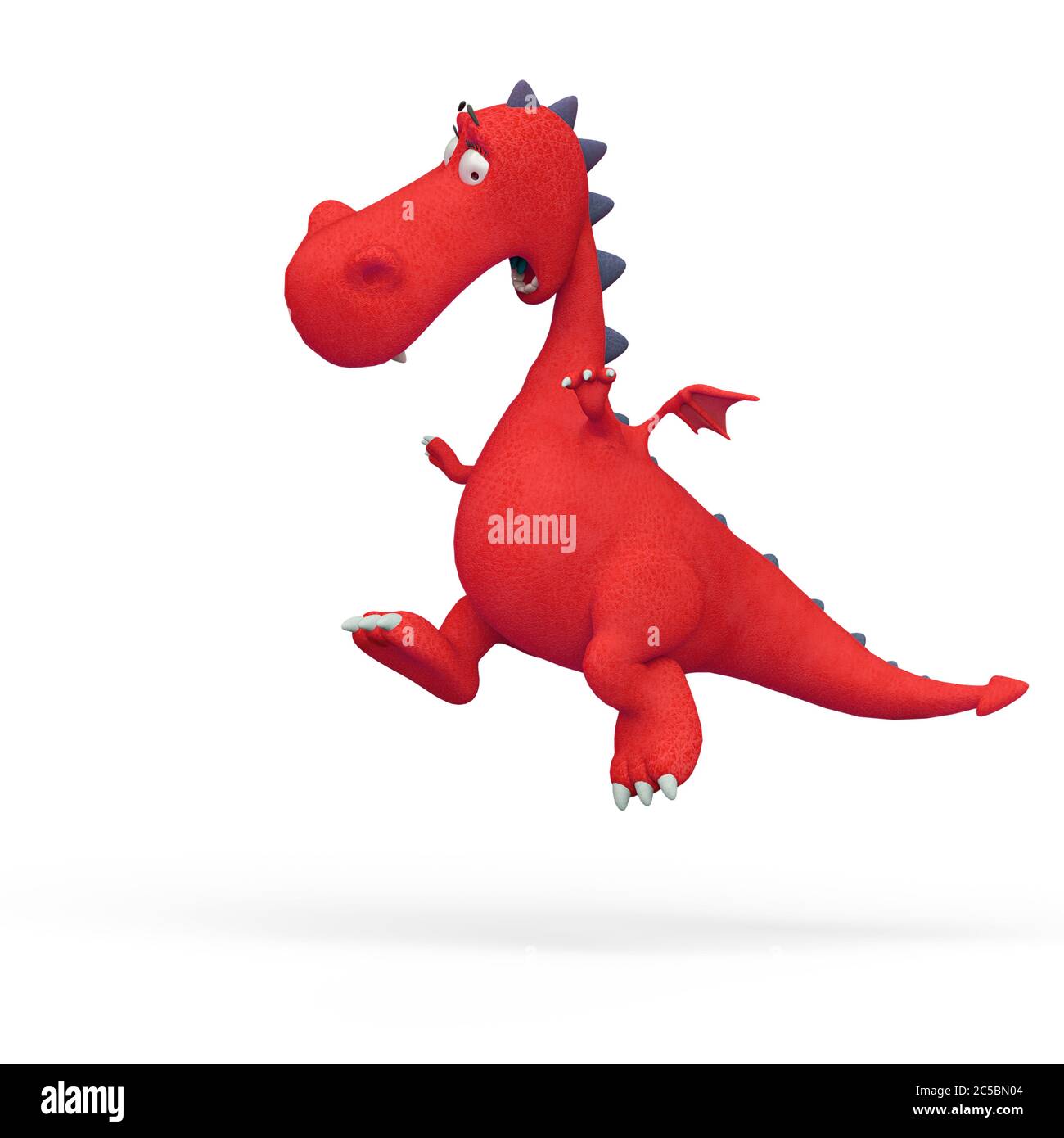 baby dragon cartoon scared in a white background, 3d illustration Stock ...
