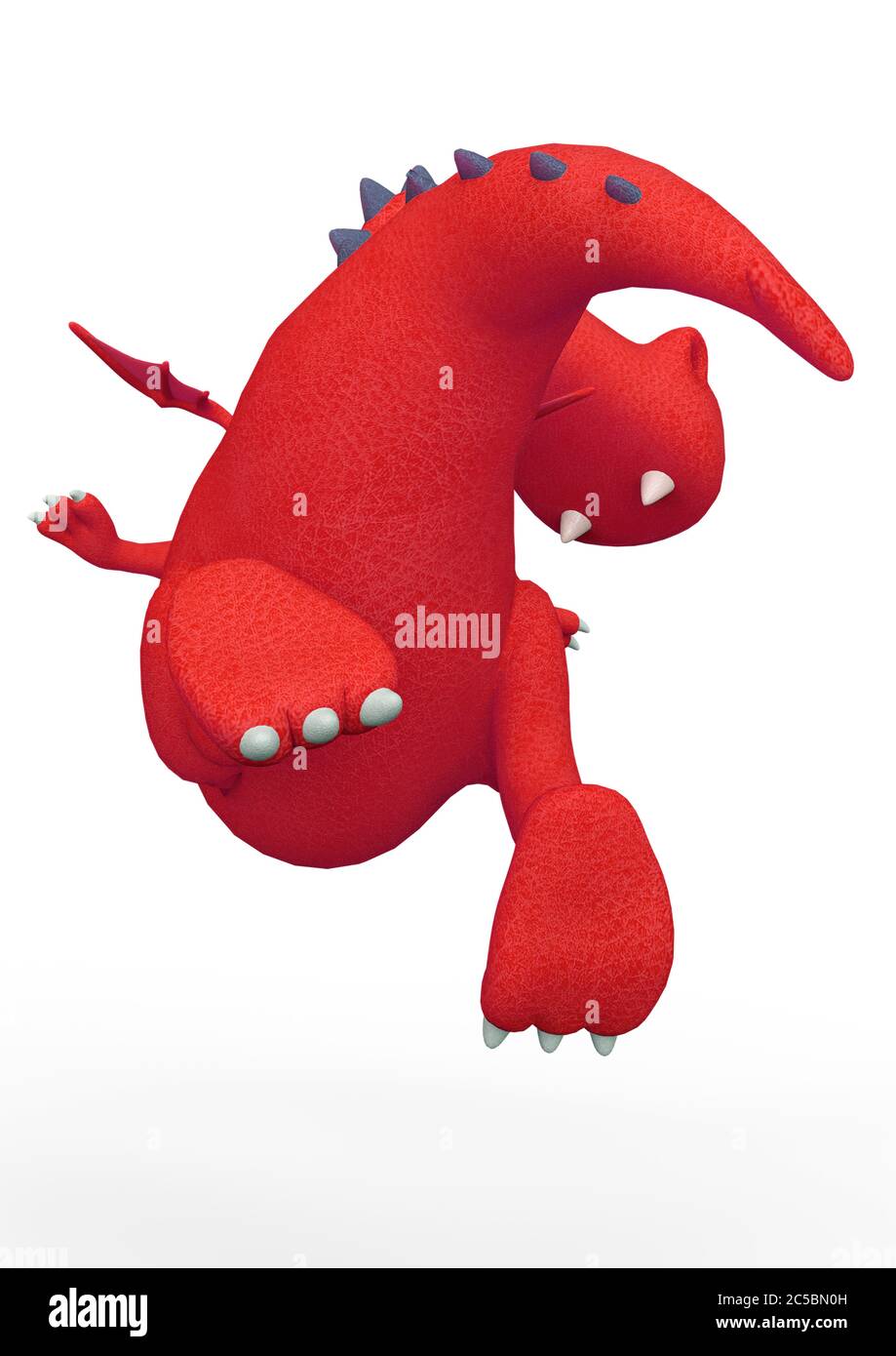 baby dragon cartoon is flying away in a white background rear view, 3d ...