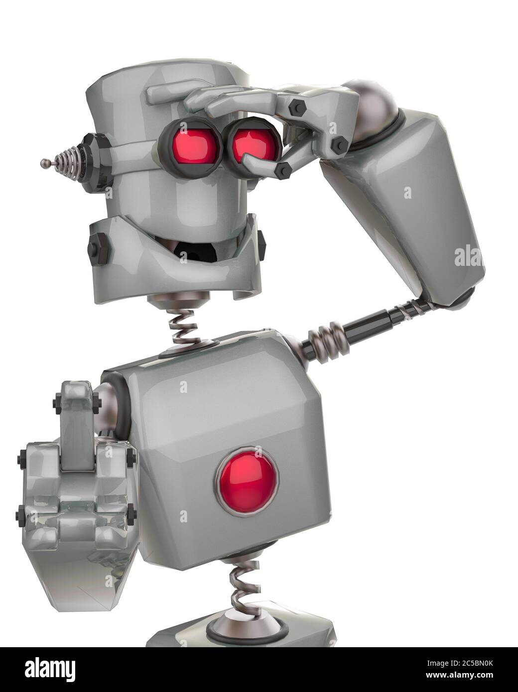 funny grey robot cartoon in a white background., 3d illustration Stock ...