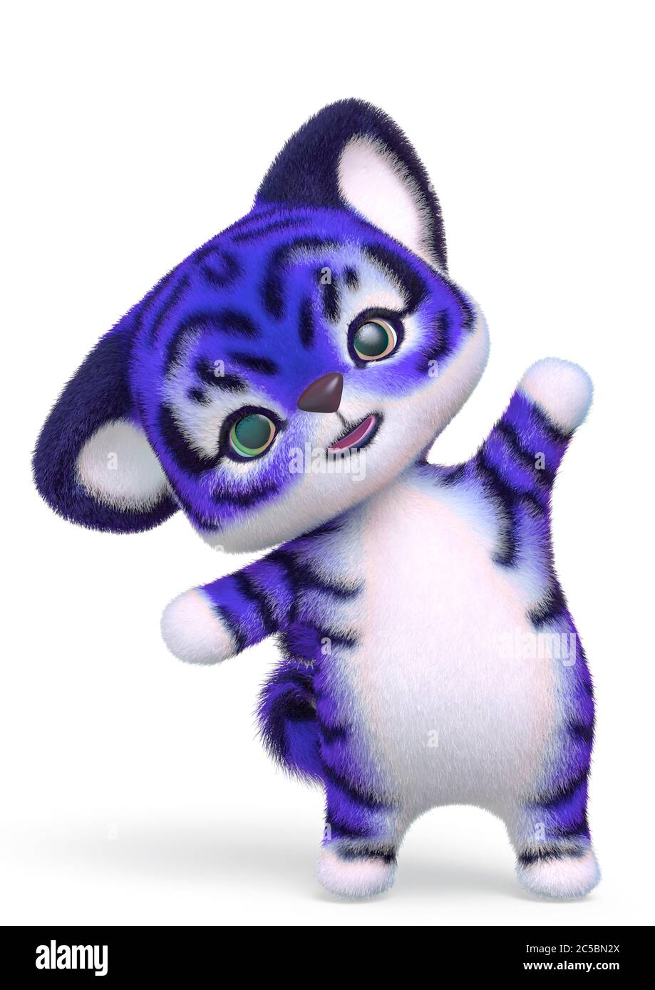 cute tiger cartoon saying hello in white background, 3d illustration ...