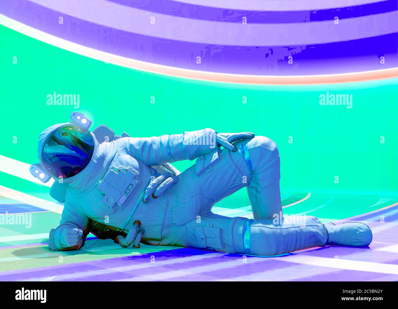 astronaut on the flor pin up pose, 3d illustration Stock Photo - Alamy