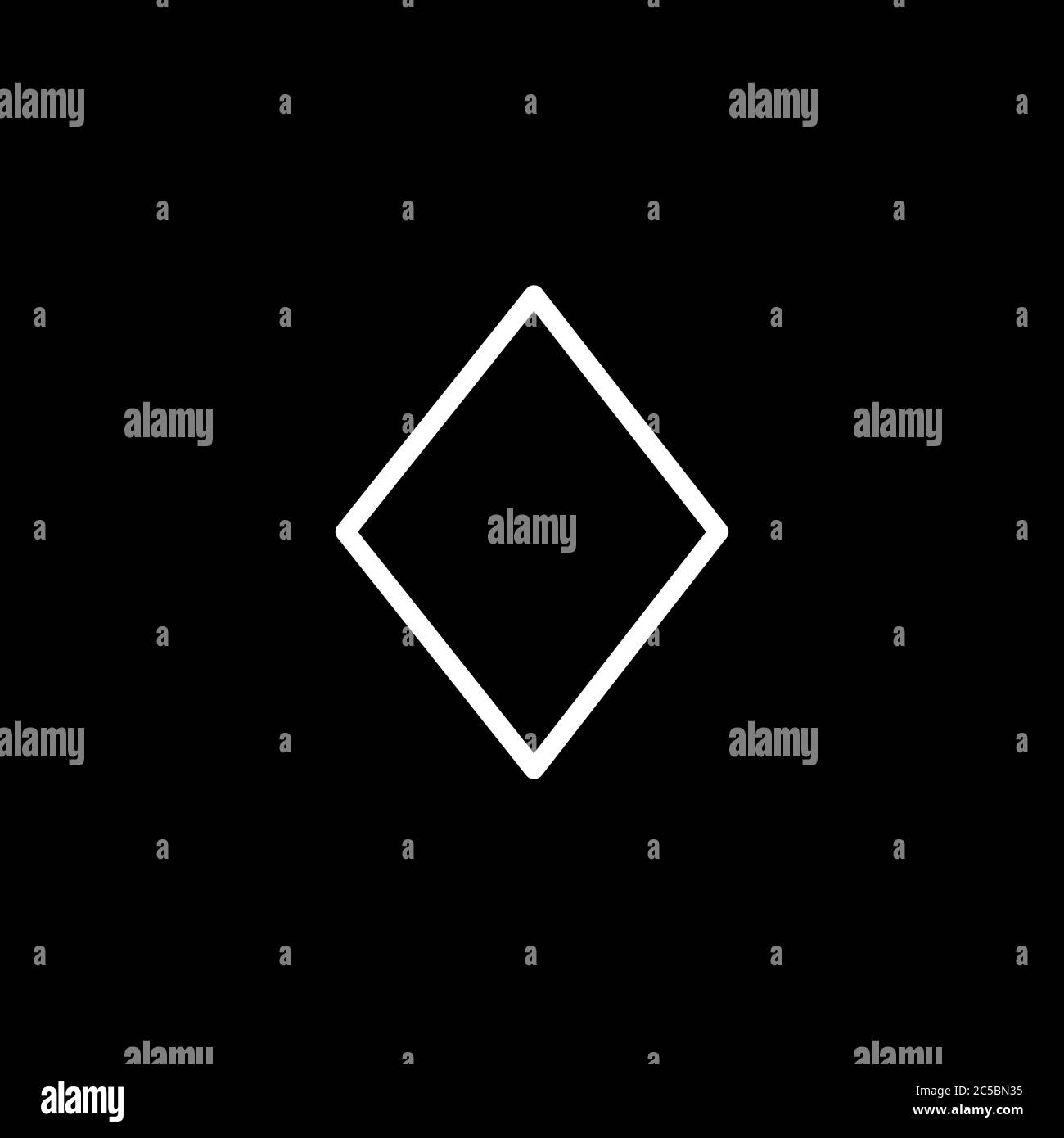Playing Card Diamond Line Icon On Black Background. Black Flat Style ...