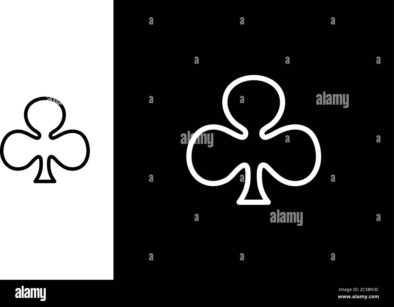 Playing Card Club Line Icon On Black Background. Black Flat Style ...