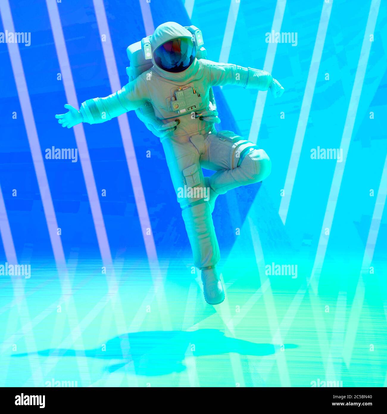 astronaut pin up landing pose, 3d illustration Stock Photo - Alamy