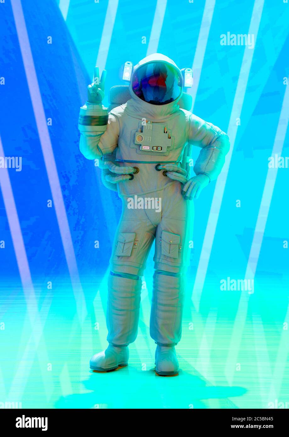astronaut peace and love pin up pose, 3d illustration Stock Photo - Alamy