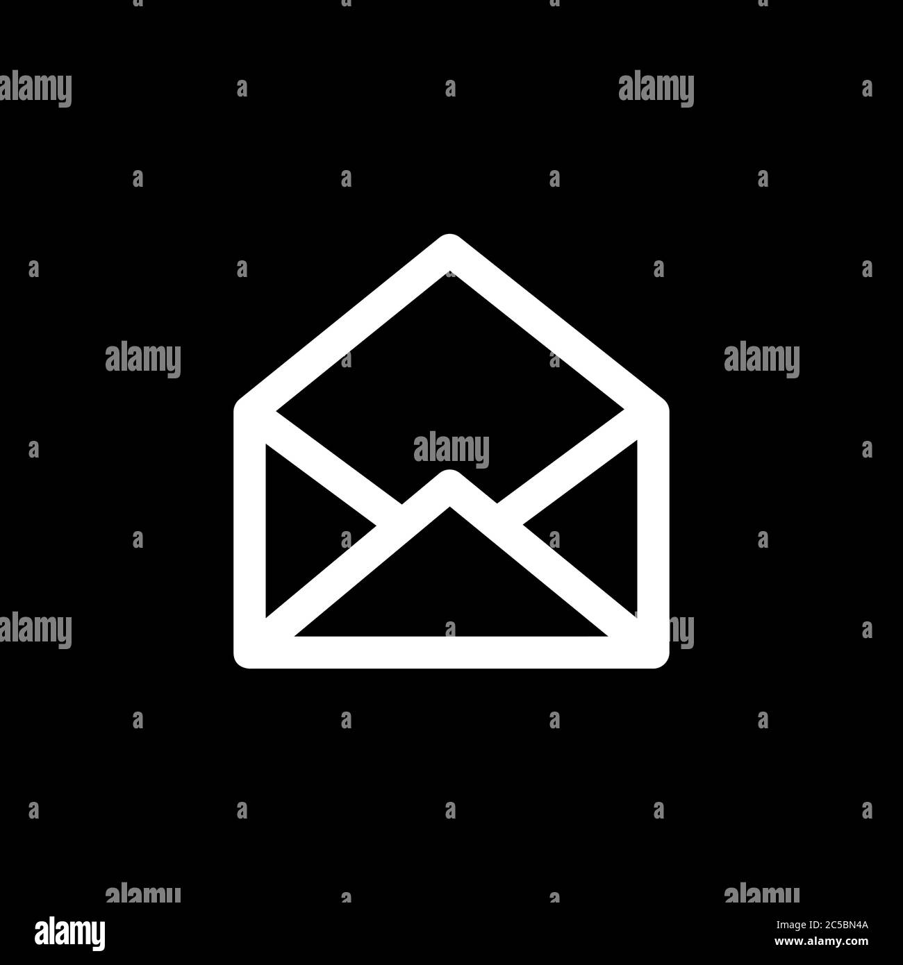 Open E-mail Line Icon On Black Background. Black Flat Style Vector ...