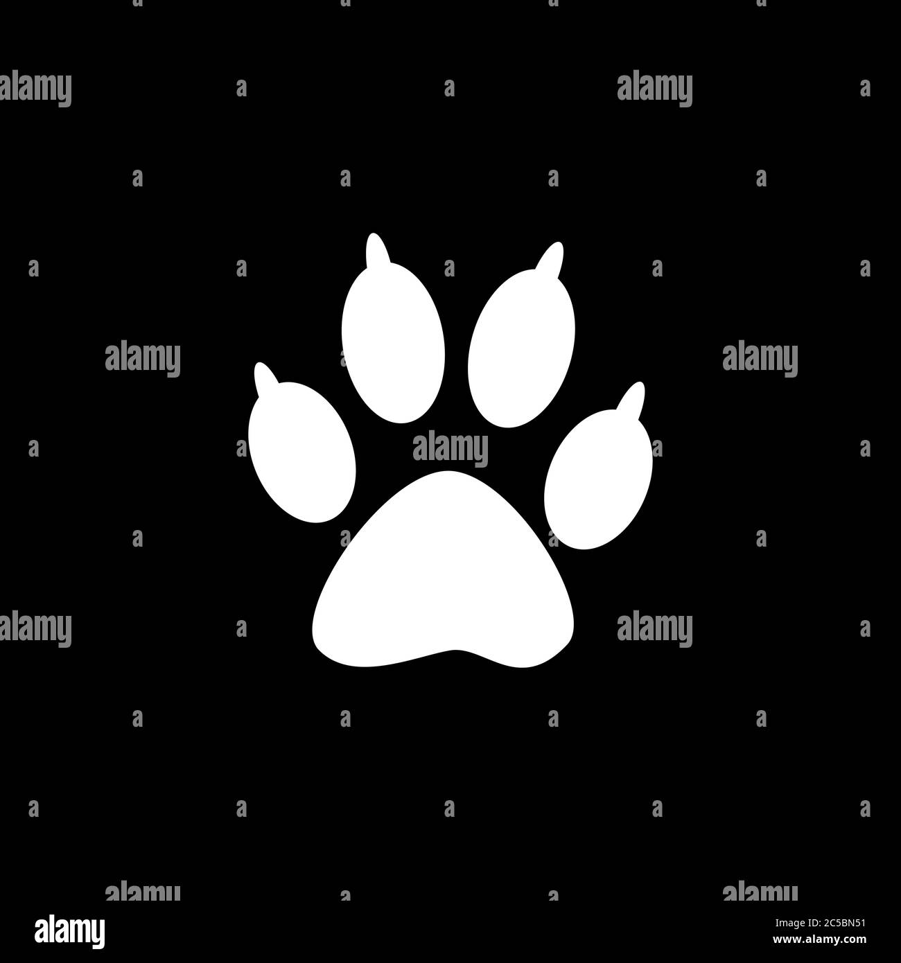 Paw Icon On Black Background. Black Flat Style Vector Illustration ...