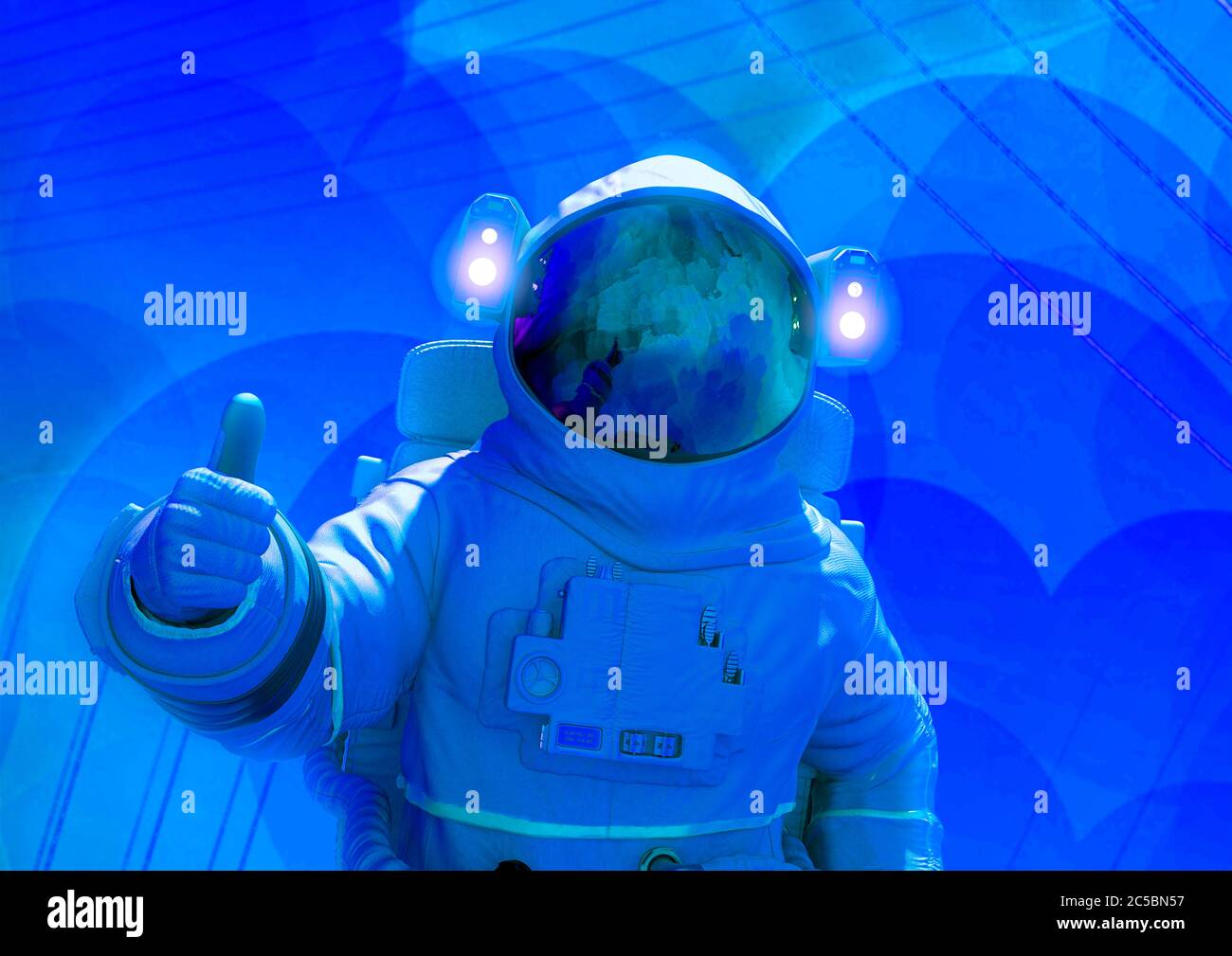 astronaut positive pin up, 3d illustration Stock Photo - Alamy