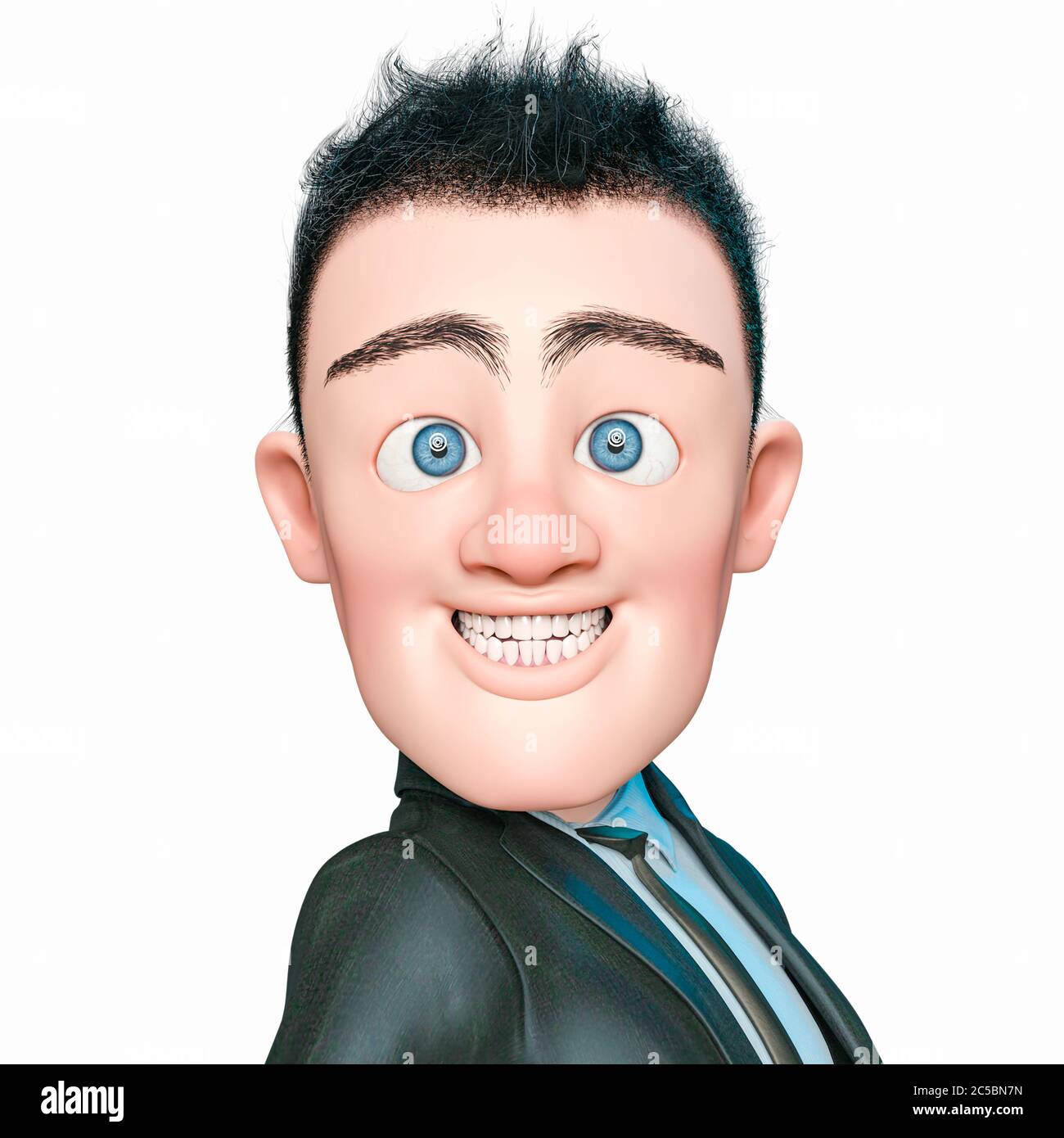 businessman cartoon doing an id portrait in white background, 3d ...