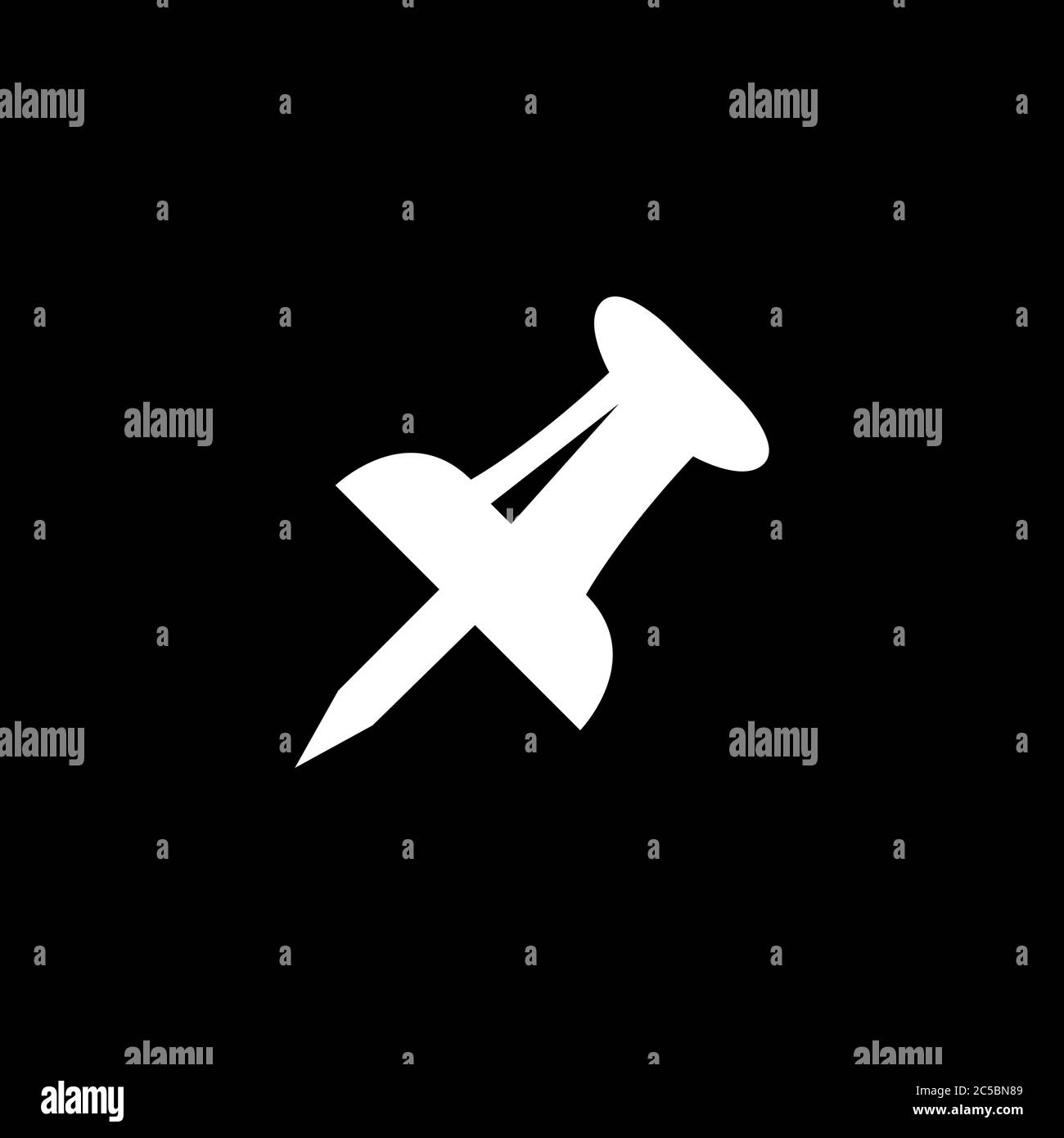 Push Pin Icon On Black Background. Black Flat Style Vector Illustration ...