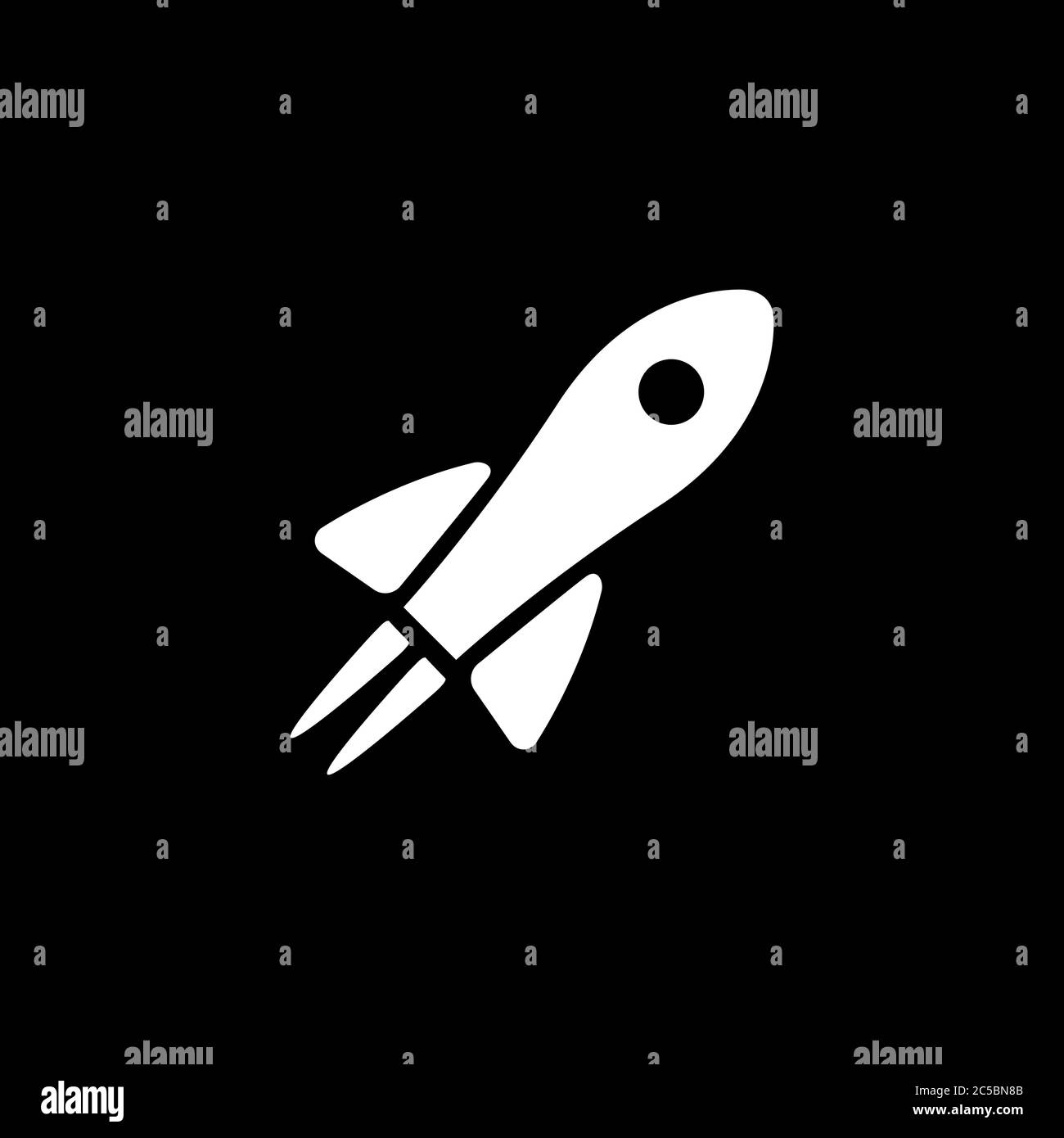 Rocket Icon On Black Background. Black Flat Style Vector Illustration ...