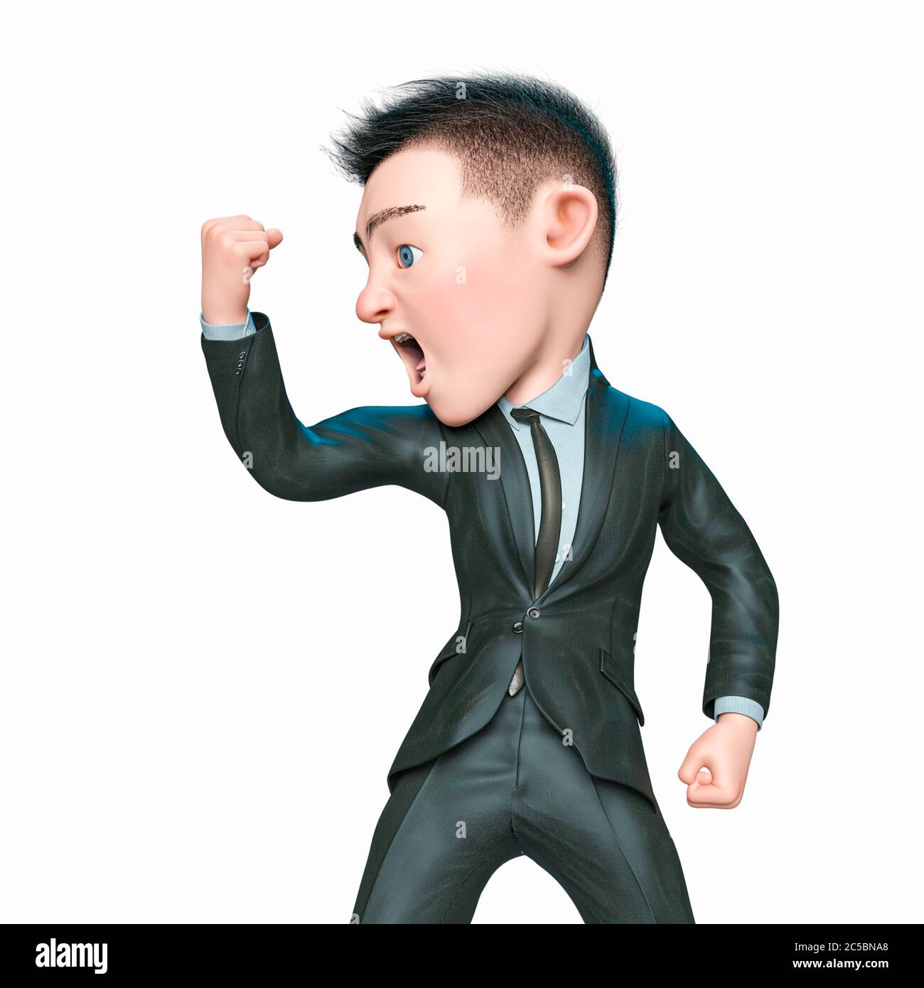 businessman cartoon screaming in white background, 3d illustration ...