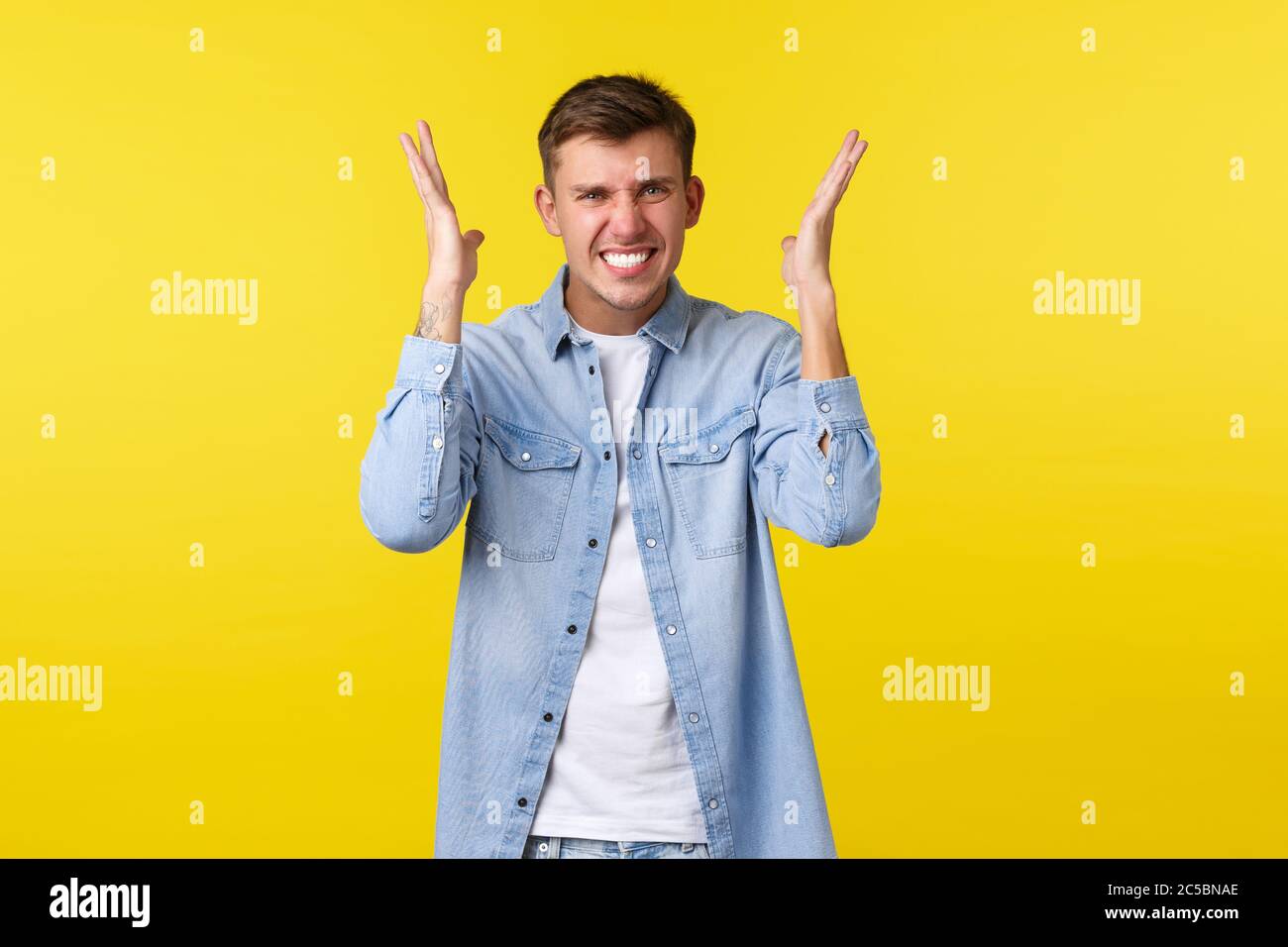 Lifestyle, people emotions and summer leisure concept. Annoyed and ...