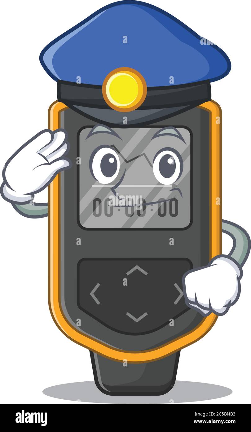 A handsome Police officer cartoon picture of dive computer with a blue ...