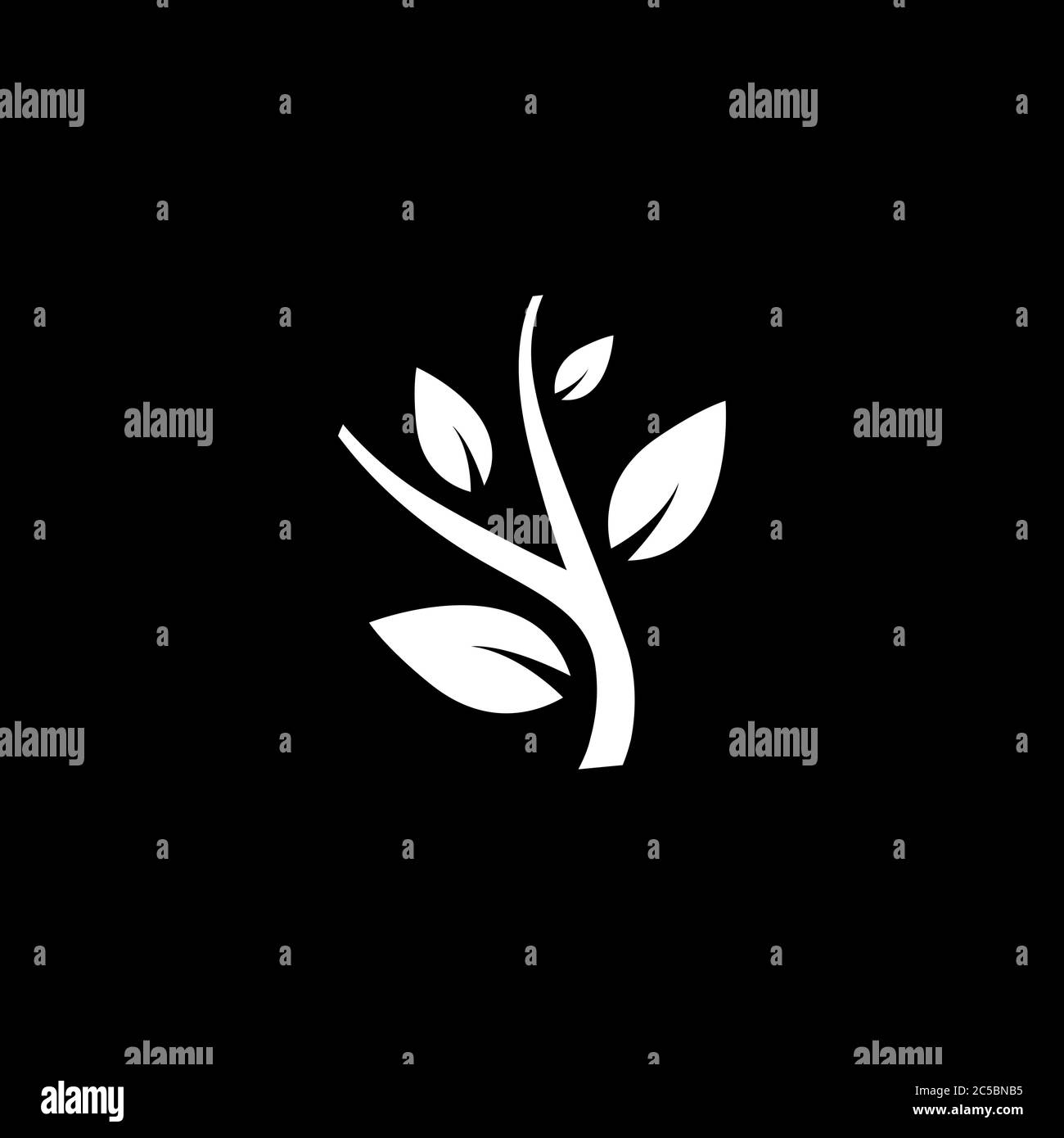 Plant Icon On Black Background. Black Flat Style Vector Illustration ...