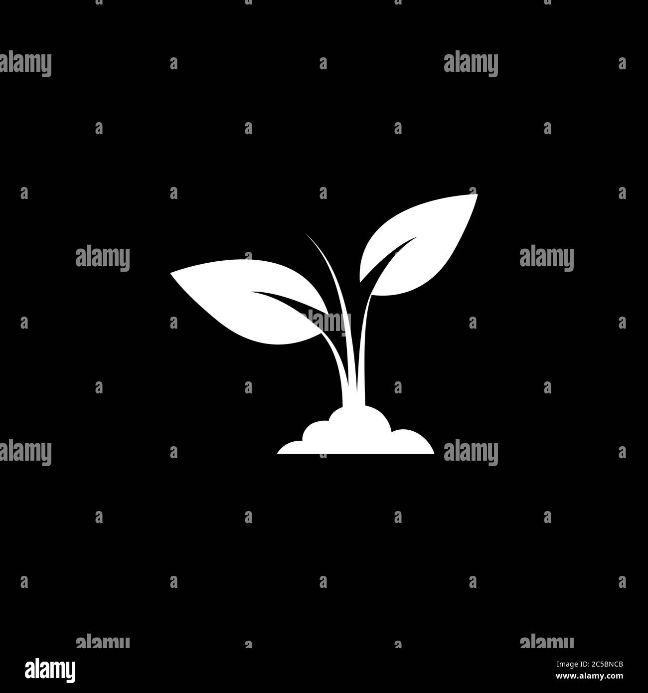 Plant Icon On Black Background. Black Flat Style Vector Illustration ...