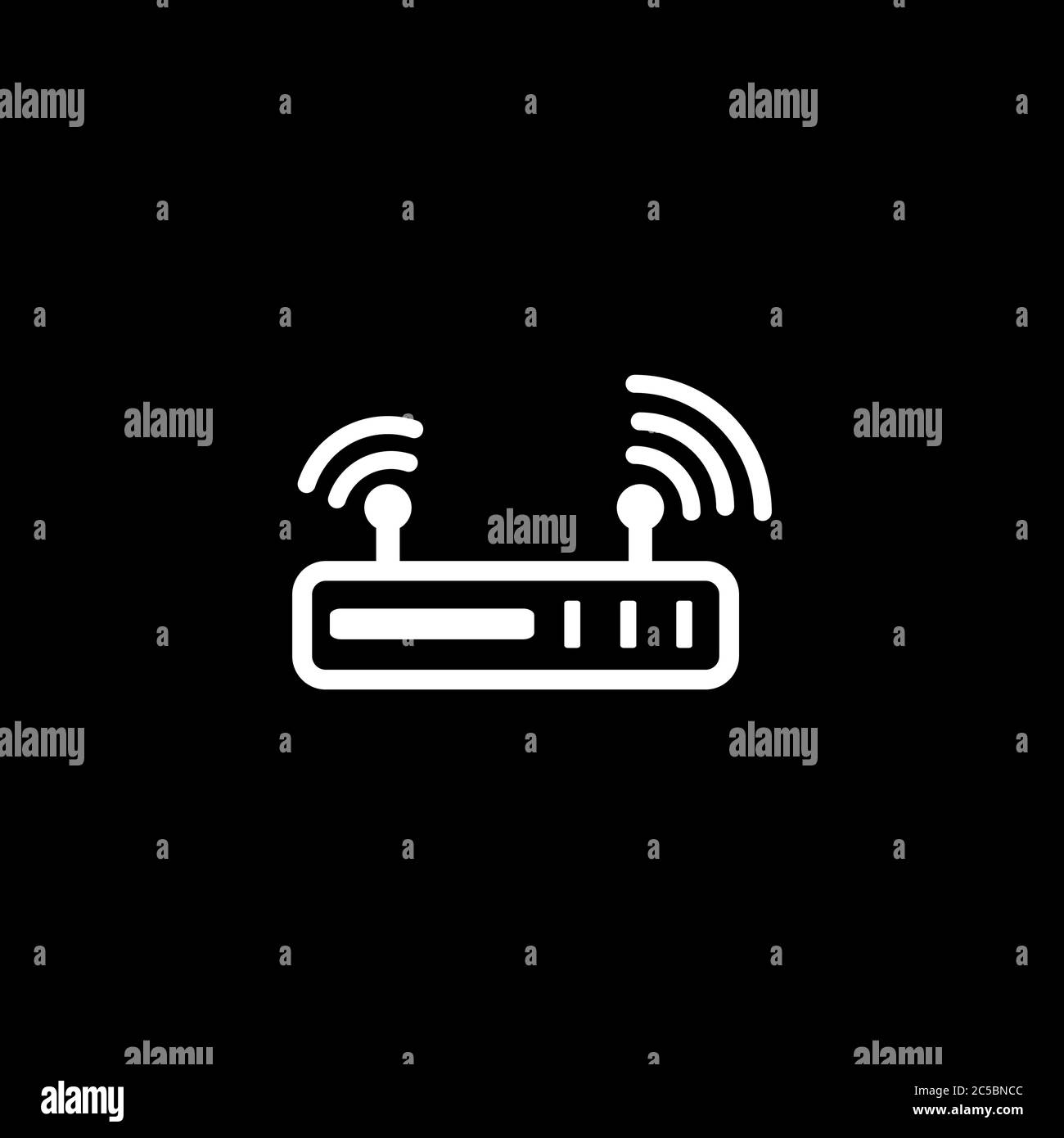 Router Line Icon On Black Background. Black Flat Style Vector ...