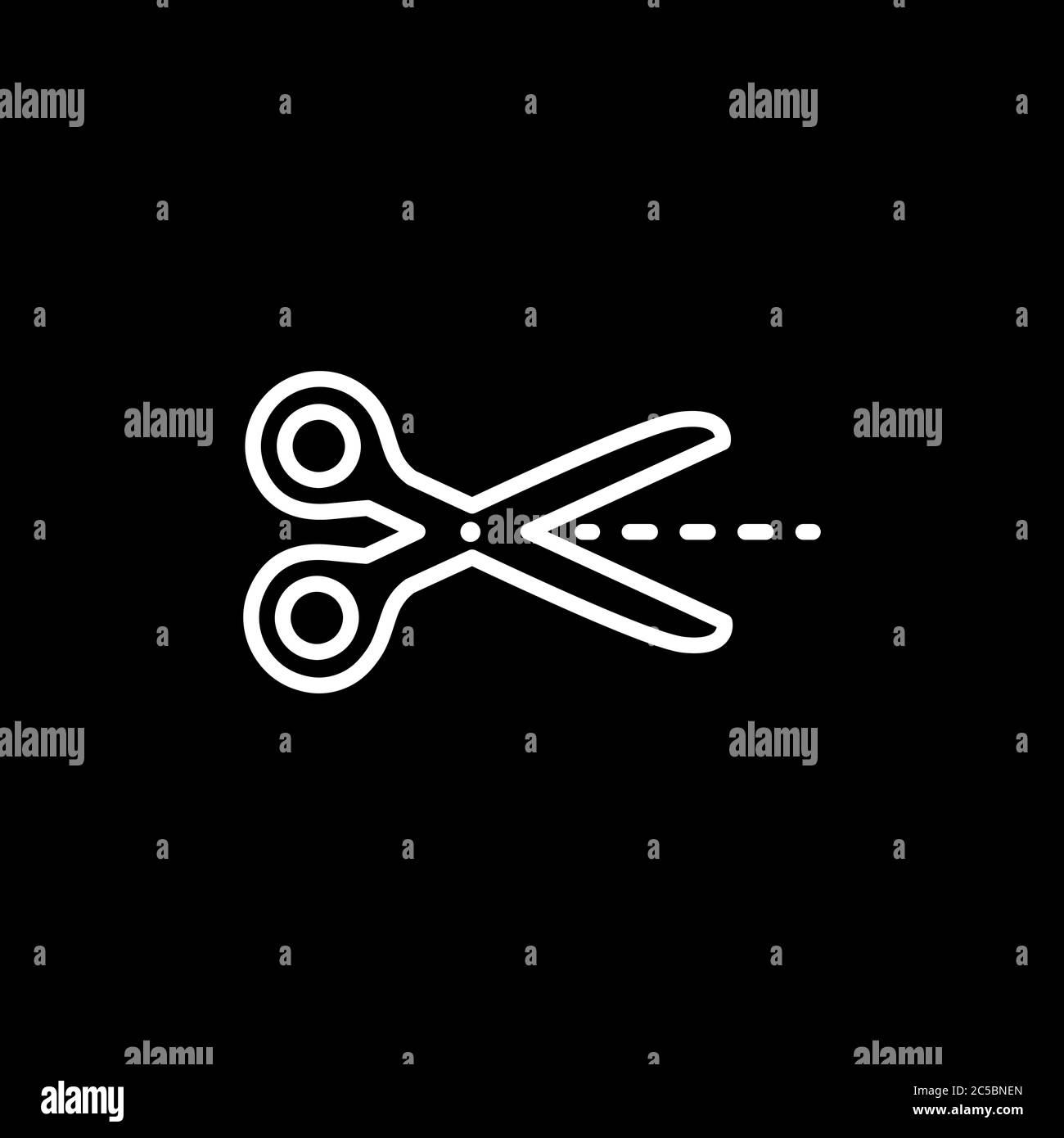 Scissor Line Icon On Black Background. Black Flat Style Vector ...