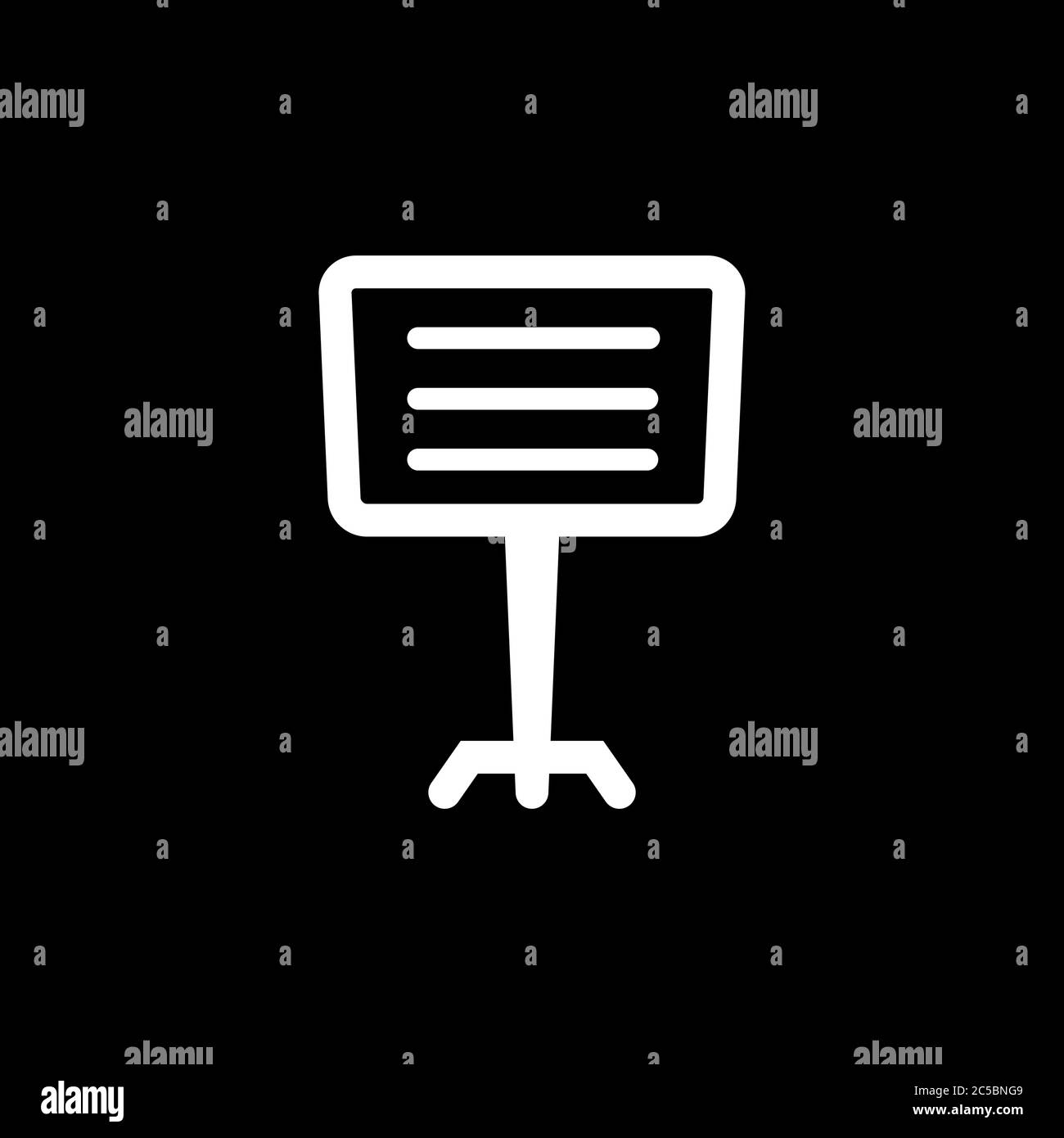 Projector Screen Icon On Black Background. Black Flat Style Vector ...