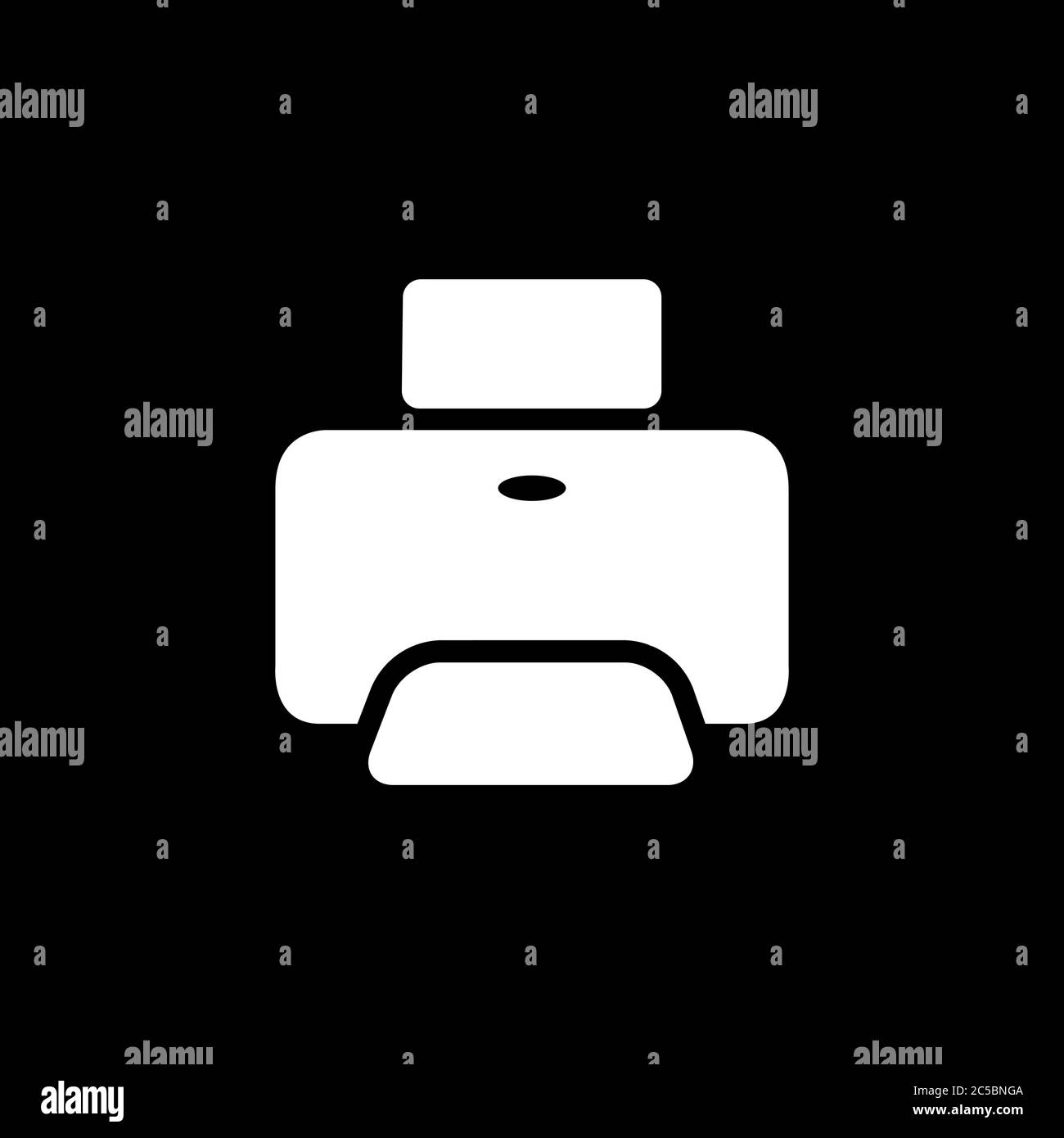 Printer Icon On Black Background. Black Flat Style Vector Illustration ...