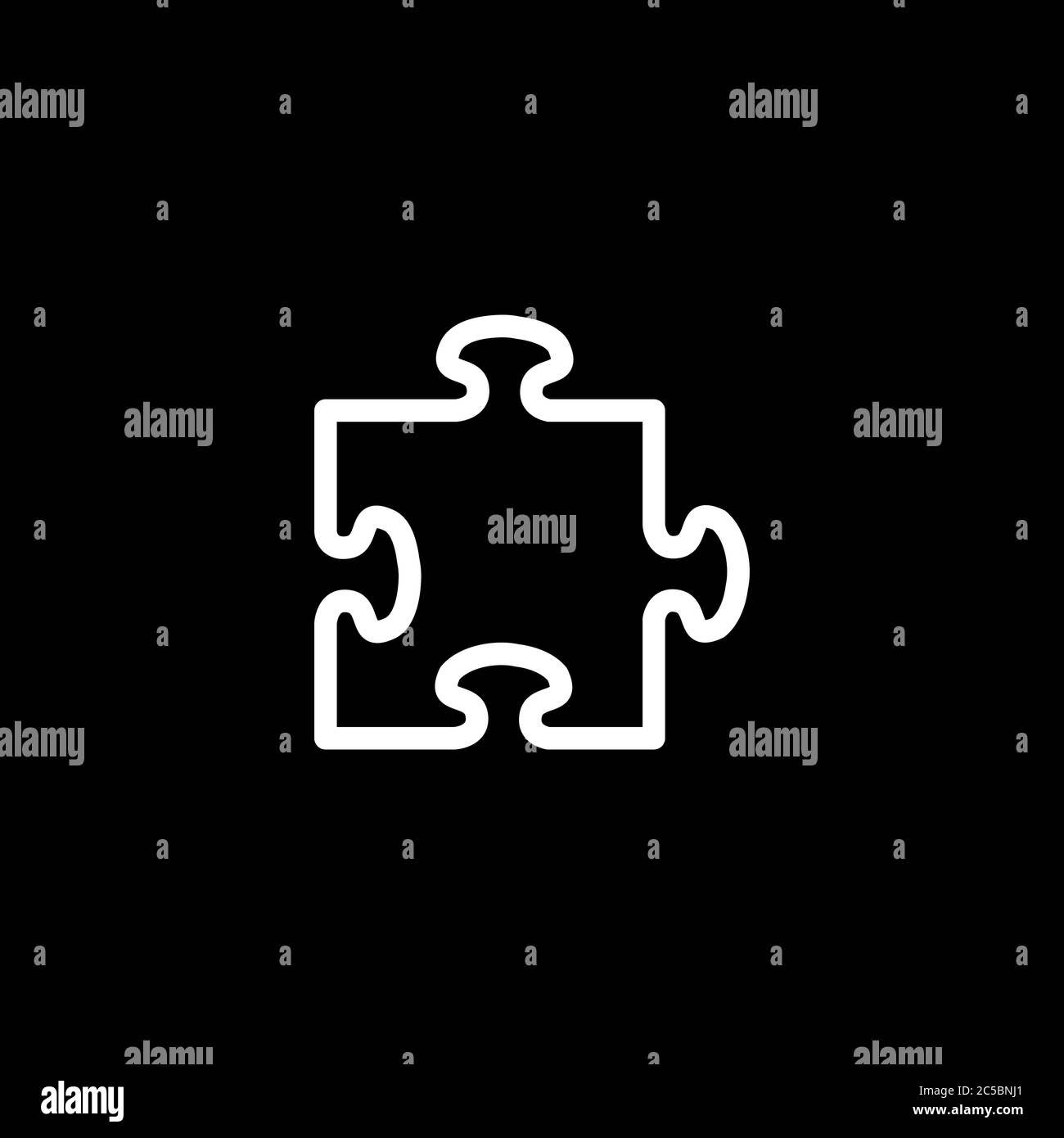 Puzzle Line Icon On Black Background. Black Flat Style Vector ...