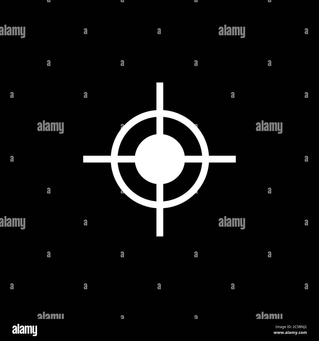 Target Icon On Black Background. Black Flat Style Vector Illustration ...