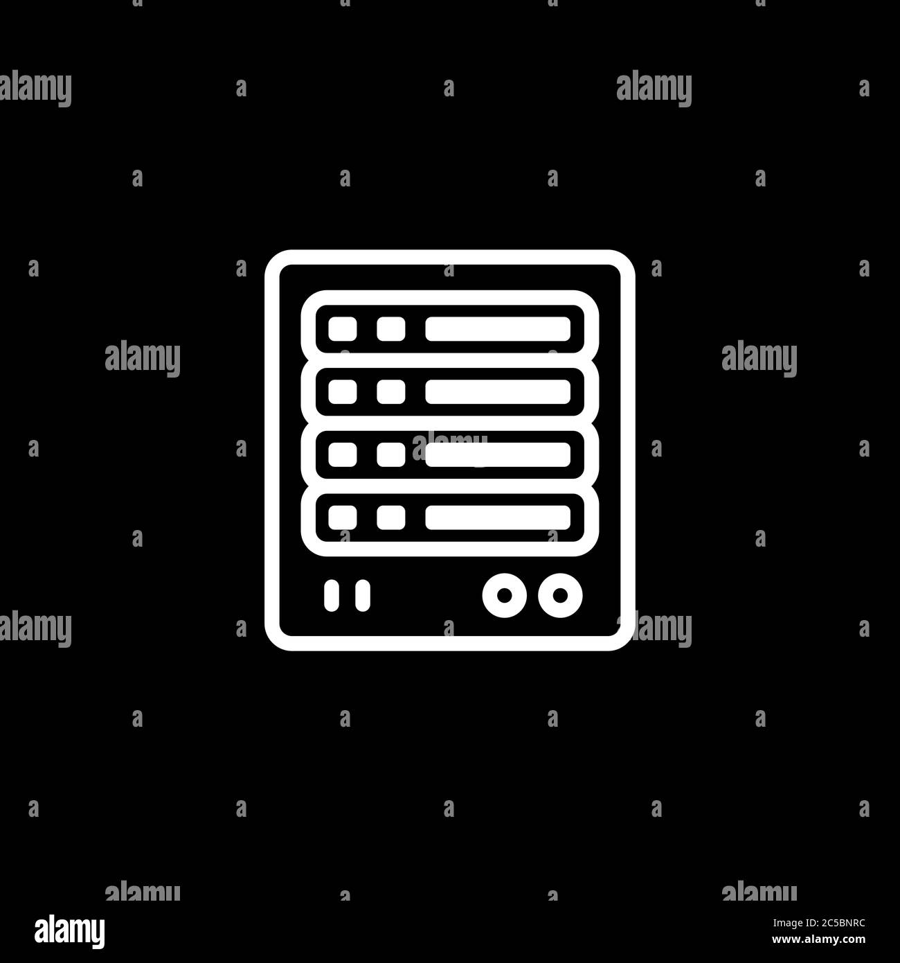 Server Line Icon On Black Background. Black Flat Style Vector ...