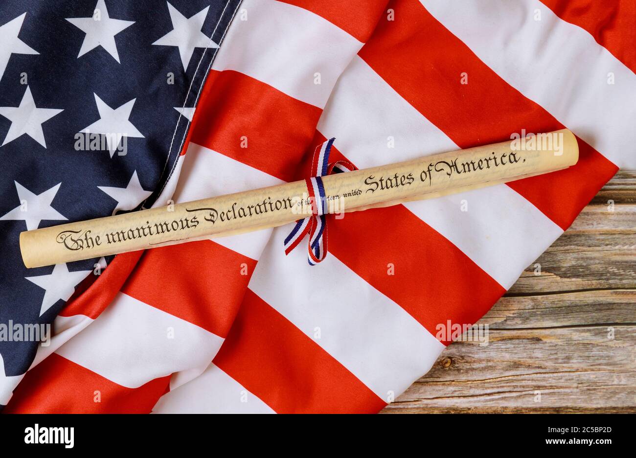 Fourth of July Day. Declaration of Independence parchment roll document ...