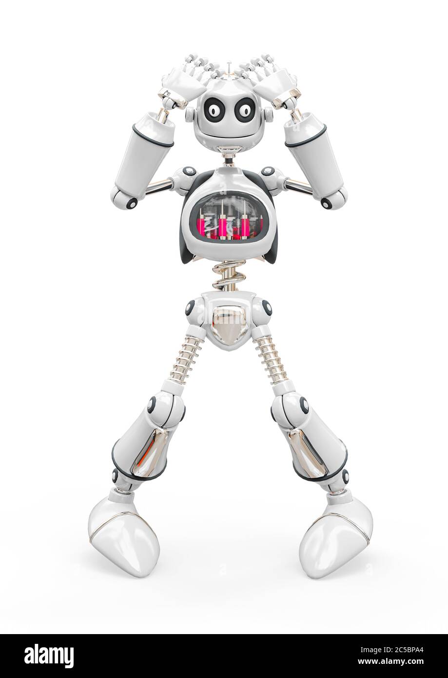 vintage robot cartoon saying oh no in white background, 3d illustration ...