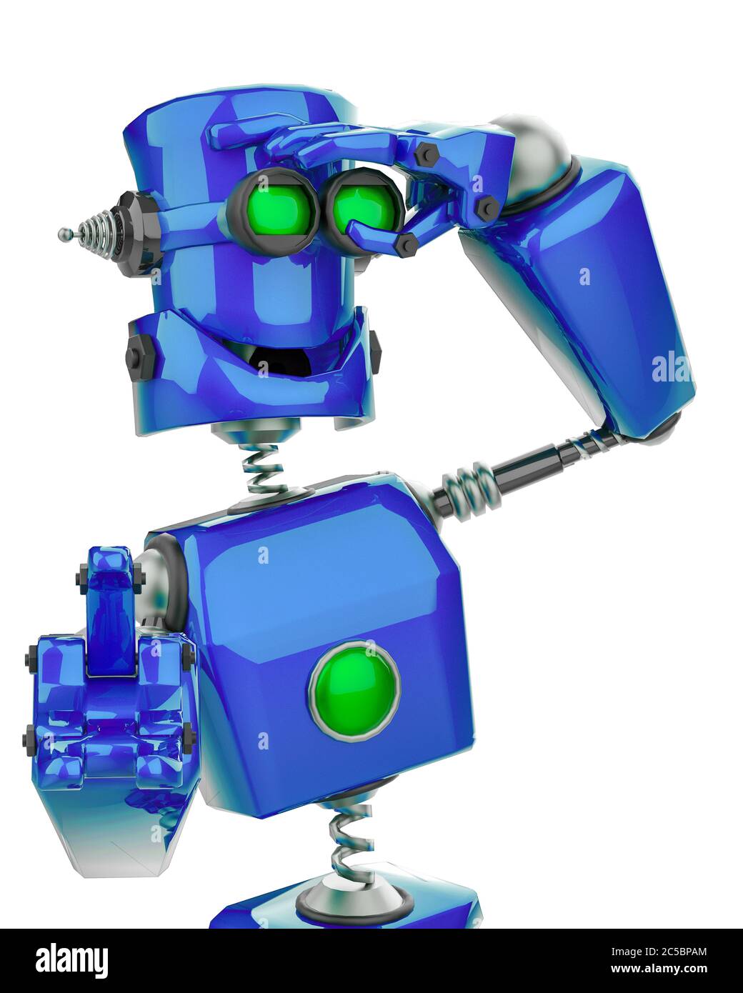 funny robot cartoon in a white background., 3d illustration Stock Photo ...