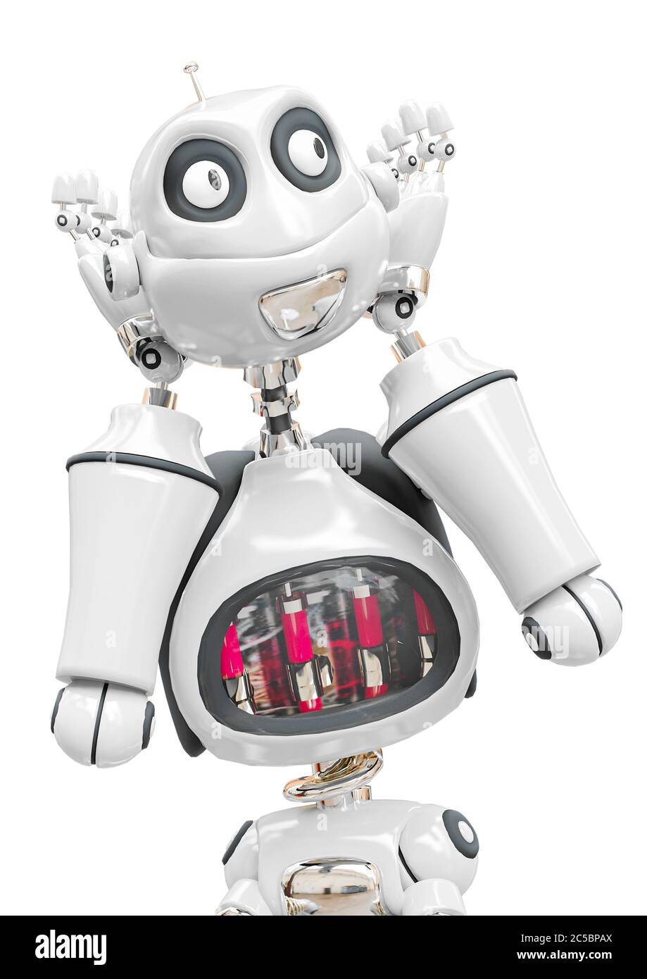 vintage robot cartoon doing a cute pose in white background, 3d ...