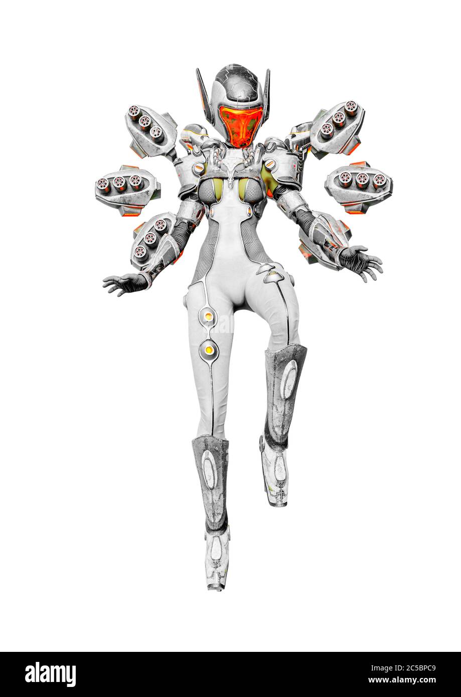 mech girl landing, 3d illustration Stock Photo - Alamy