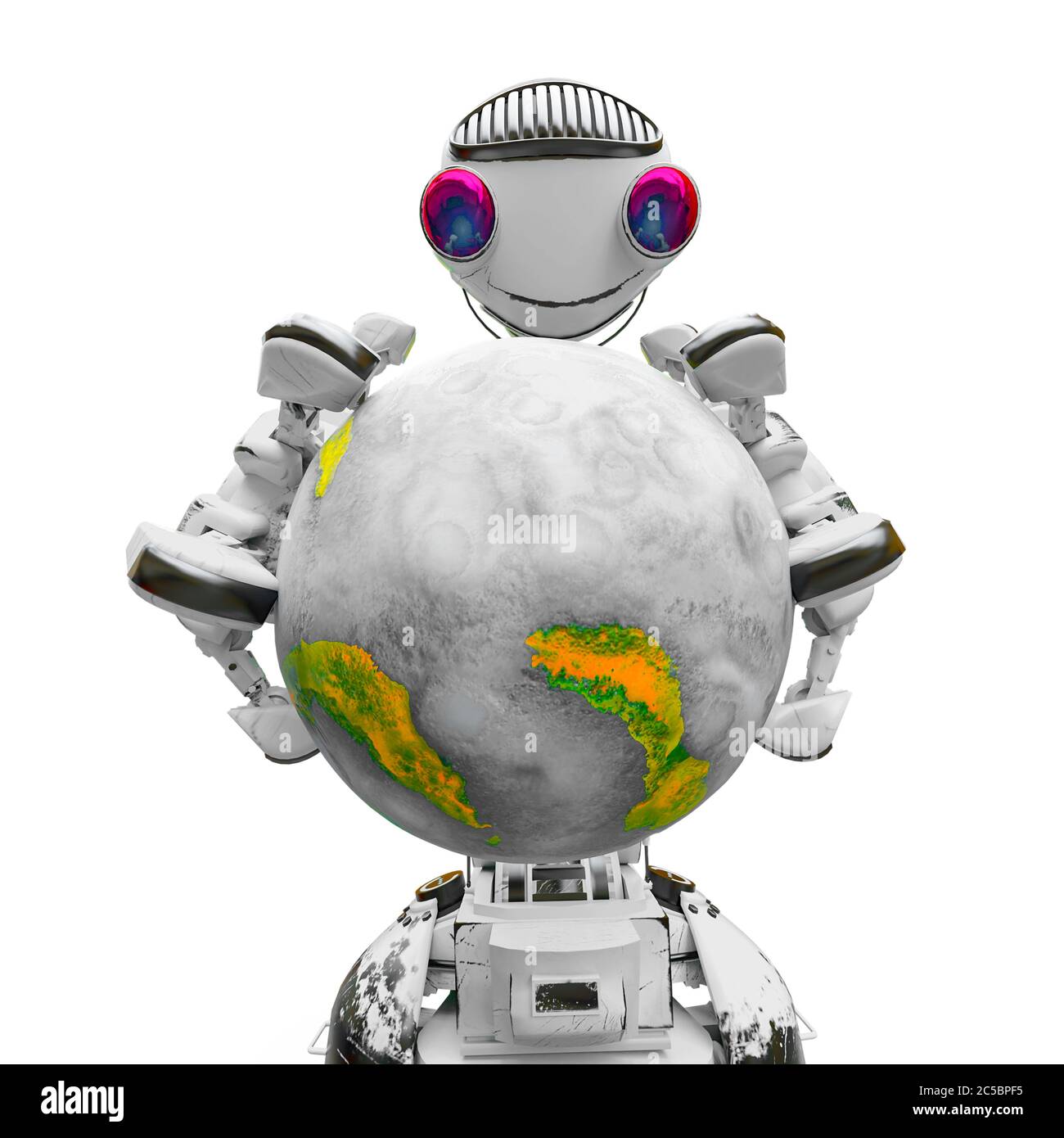 Robot holding earth globe 3d hi-res stock photography and images - Alamy