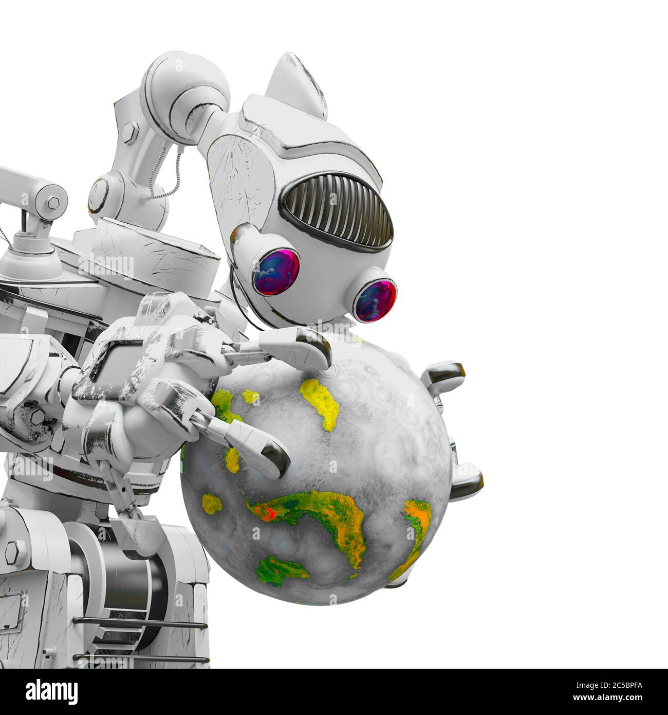 Robot holding earth globe 3d hi-res stock photography and images - Alamy