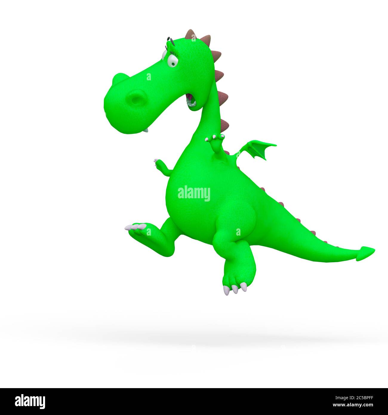 baby dragon cartoon scared in a white background, 3d illustration Stock ...