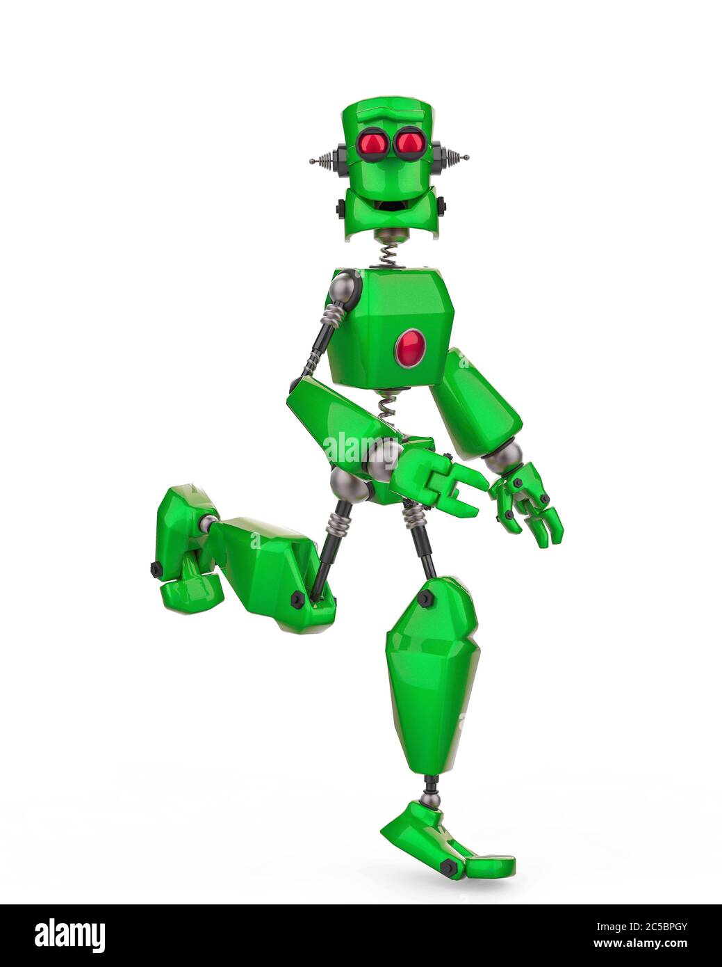 funny robot cartoon running happy in a white, 3d illustration Stock ...