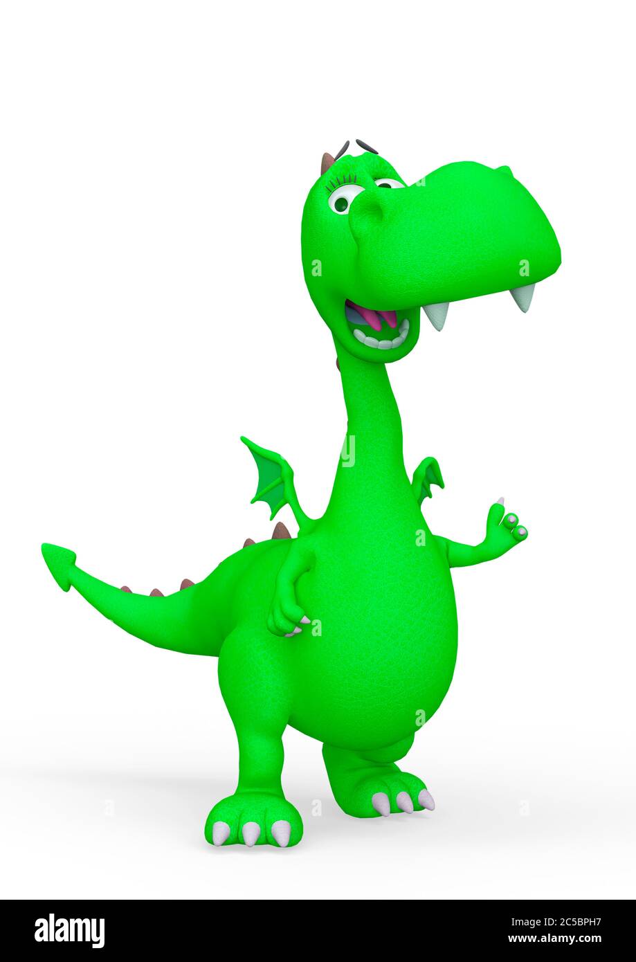 baby dragon cartoon is singing in a white background, 3d illustration ...