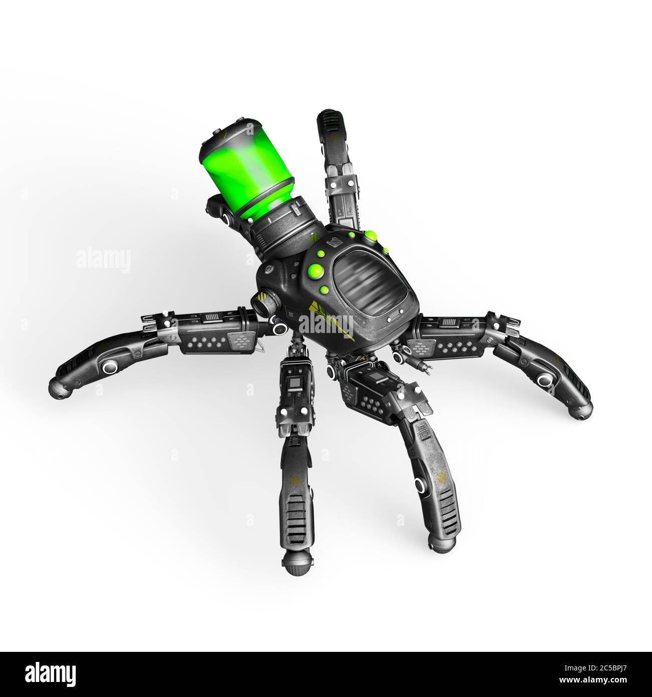 spider mech in white background walking top view, 3d illustration Stock ...