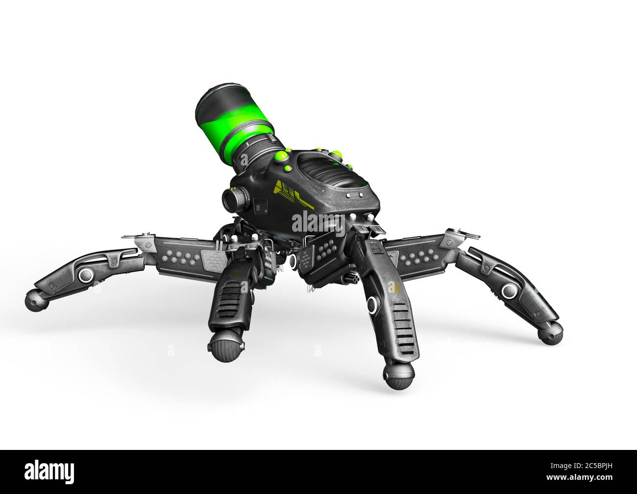 spider mech in white background walking side view, 3d illustration ...
