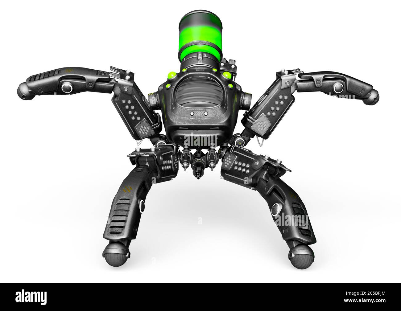 spider mech in white background ready to attack, 3d illustration Stock ...