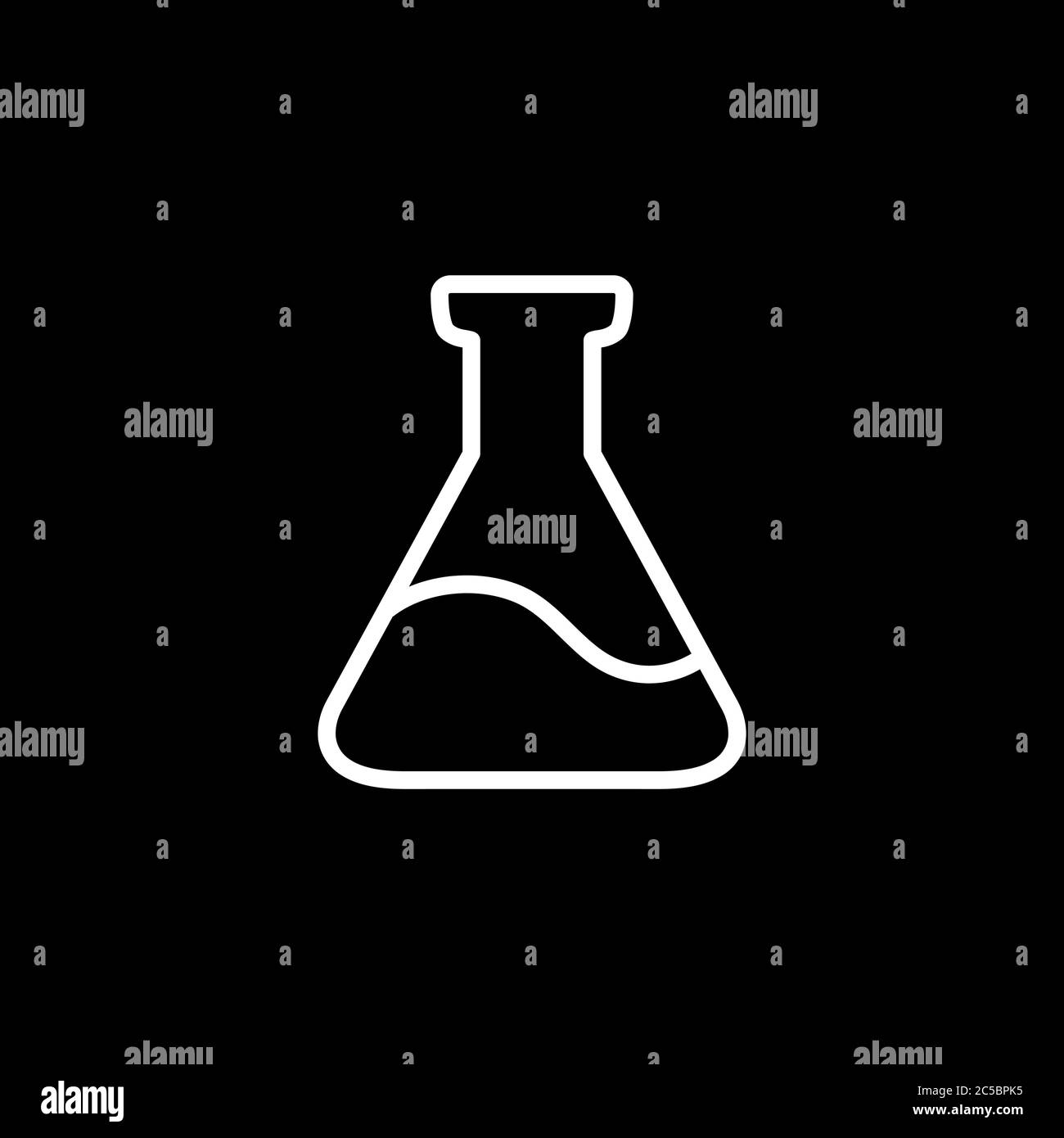 Test Tube Line Icon On Black Background. Black Flat Style Vector ...