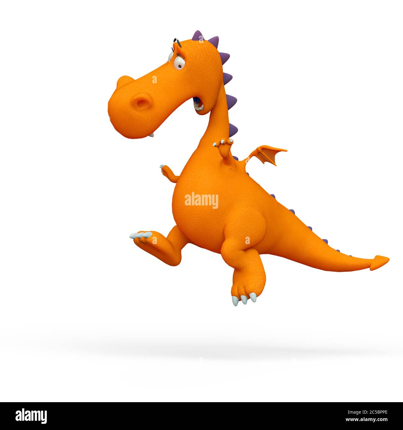 baby dragon cartoon scared in a white background, 3d illustration Stock ...