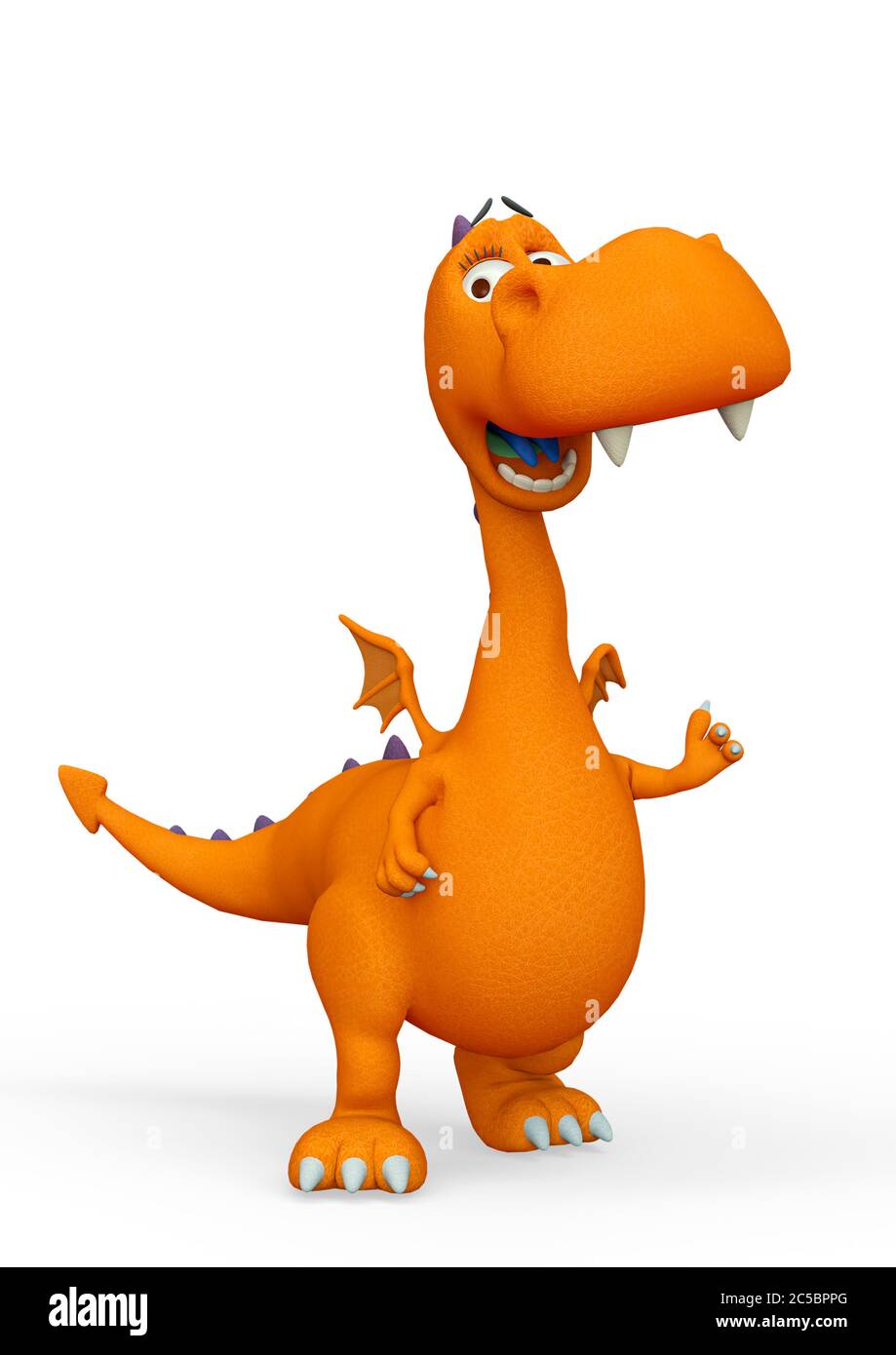 baby dragon cartoon is singing in a white background, 3d illustration ...