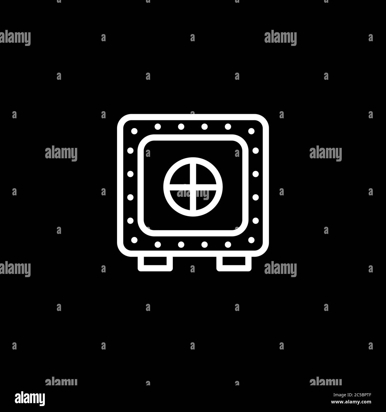Vault Line Icon On Black Background. Black Flat Style Vector ...